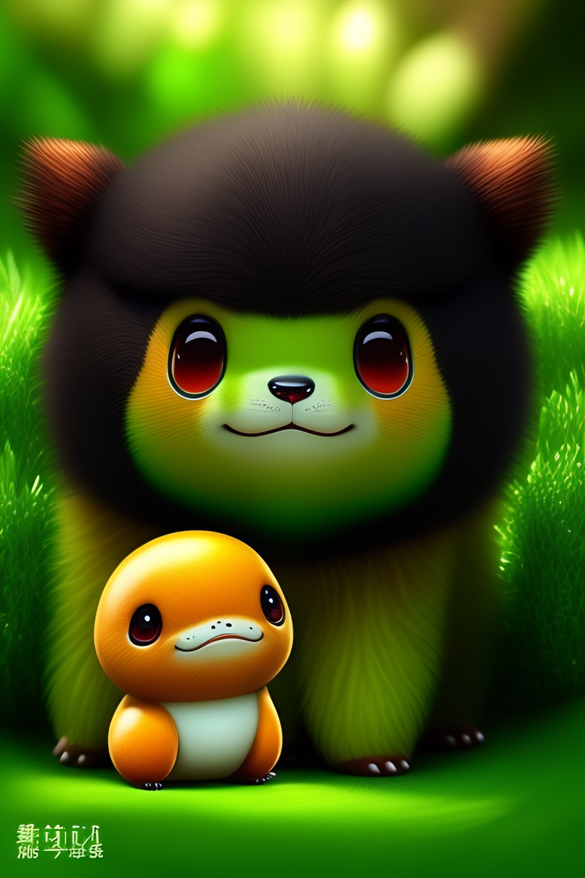 Lexica - An adorable grass type Pokémon representing sloth with large ...