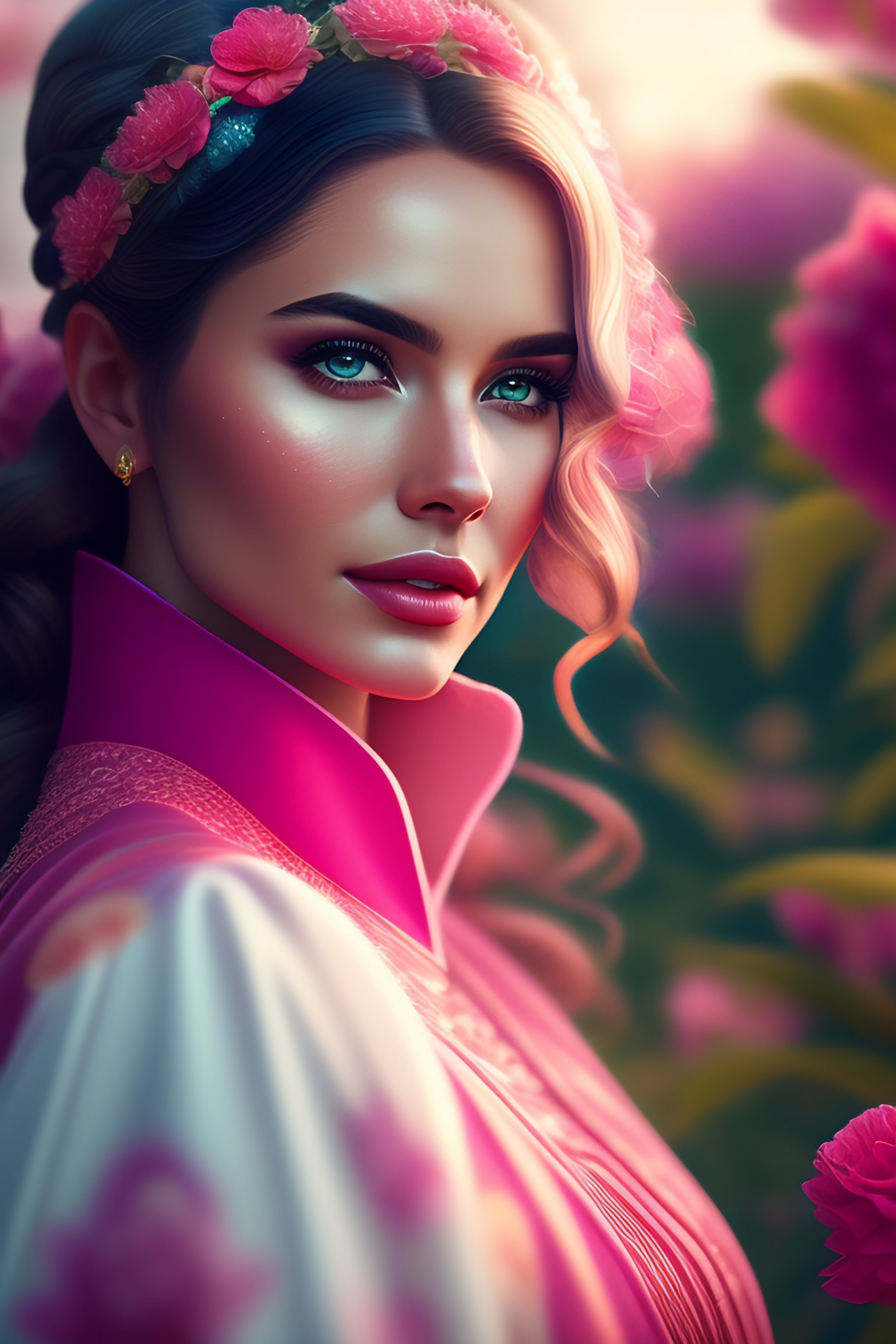 Lexica - Portrait of a nice pretty girl wearing a pinky clothes serving ...