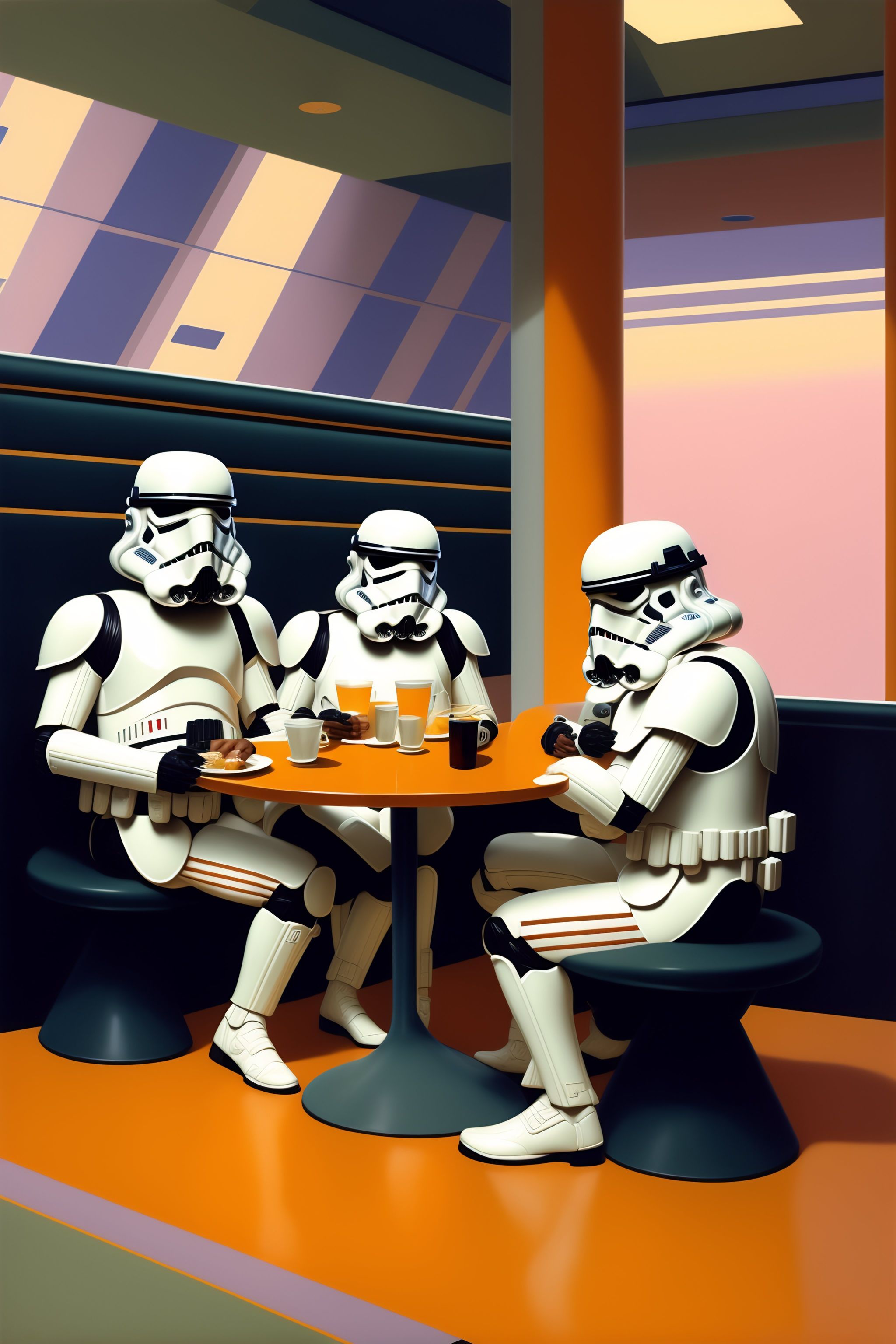 Lexica - "Stormtrooper Break Room" by Syd Mead, cold color palette ...