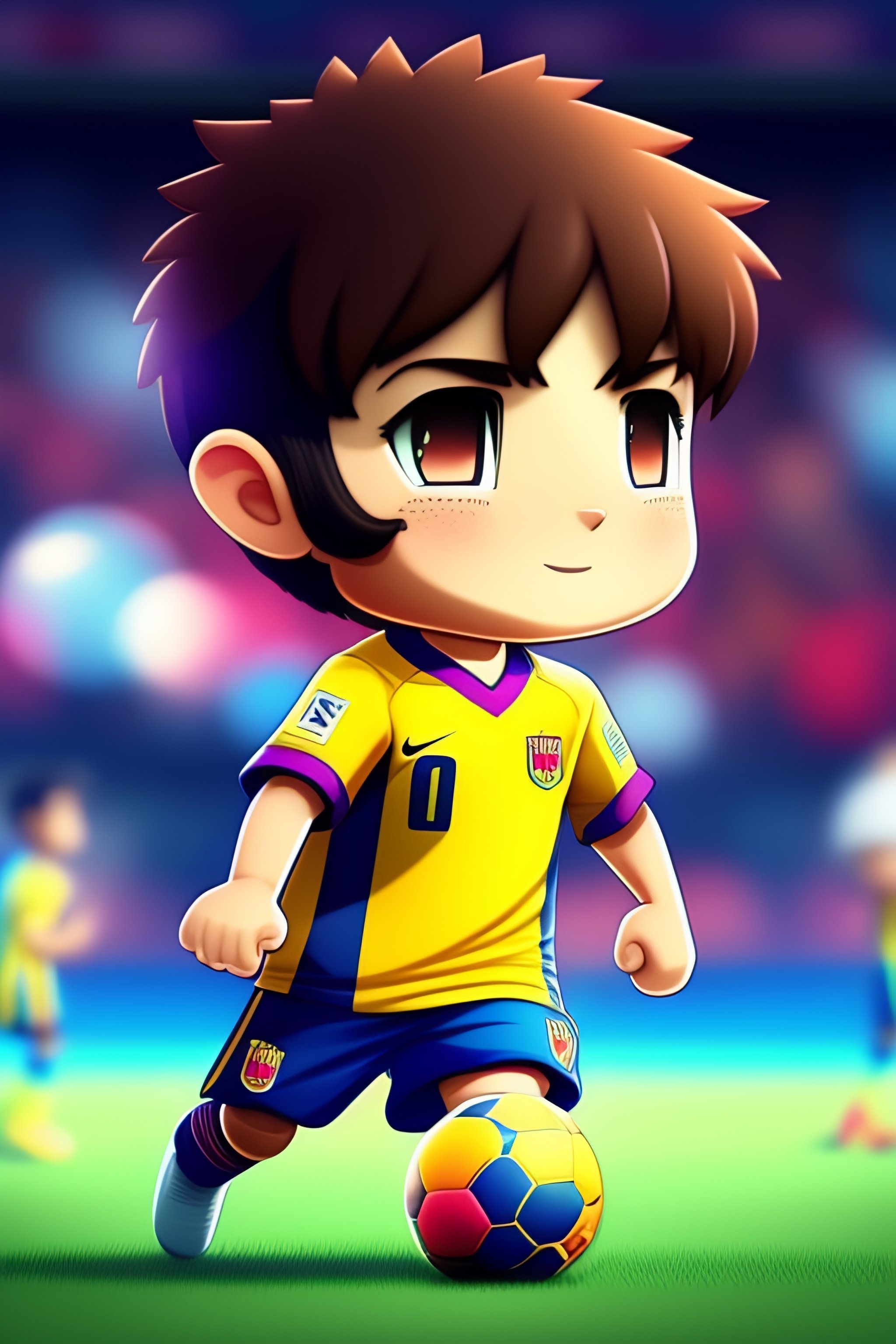 Lexica - Cartoon toy Kids leonel messi on football style anime