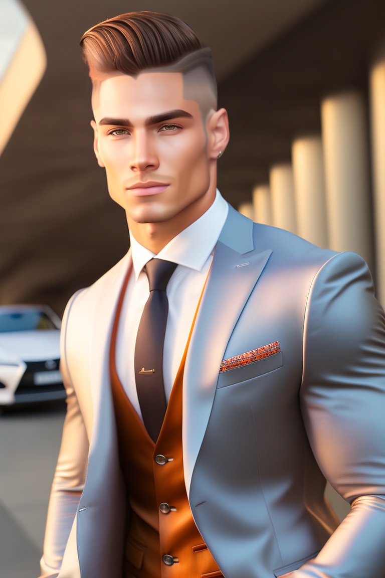 Lexica - A young fit business guy in 3 piece attire in front of a lexus ...