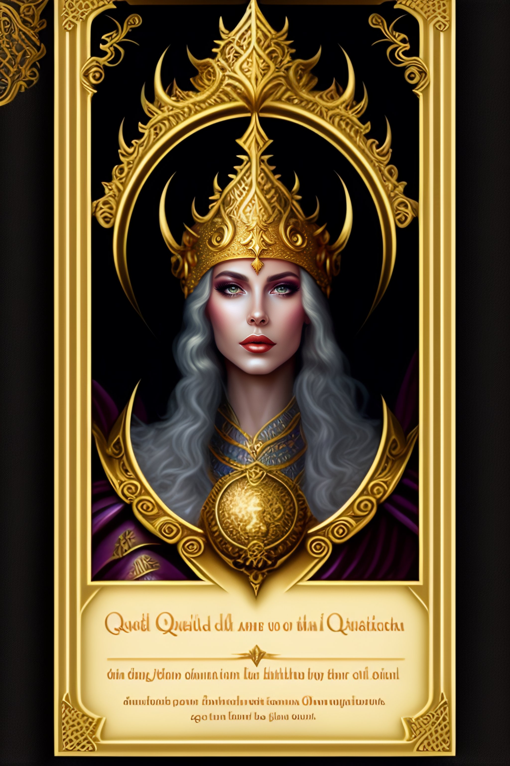 Lexica - Gold scrollwork, Magic Elf Queen card covered in dead people ...