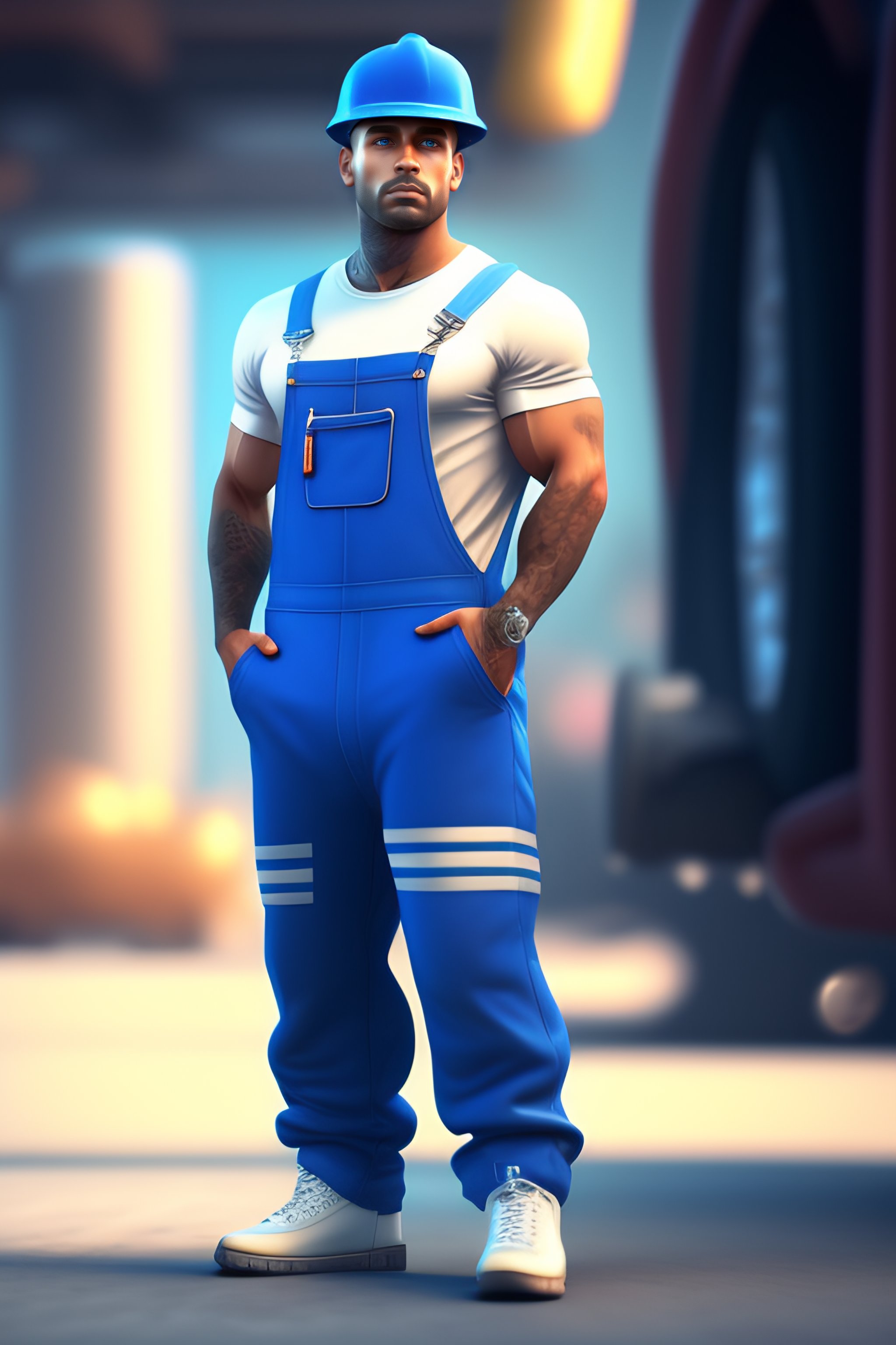 Lexica - Mechanic care of a car man 3d blue overalls cartoon, fantasy ...
