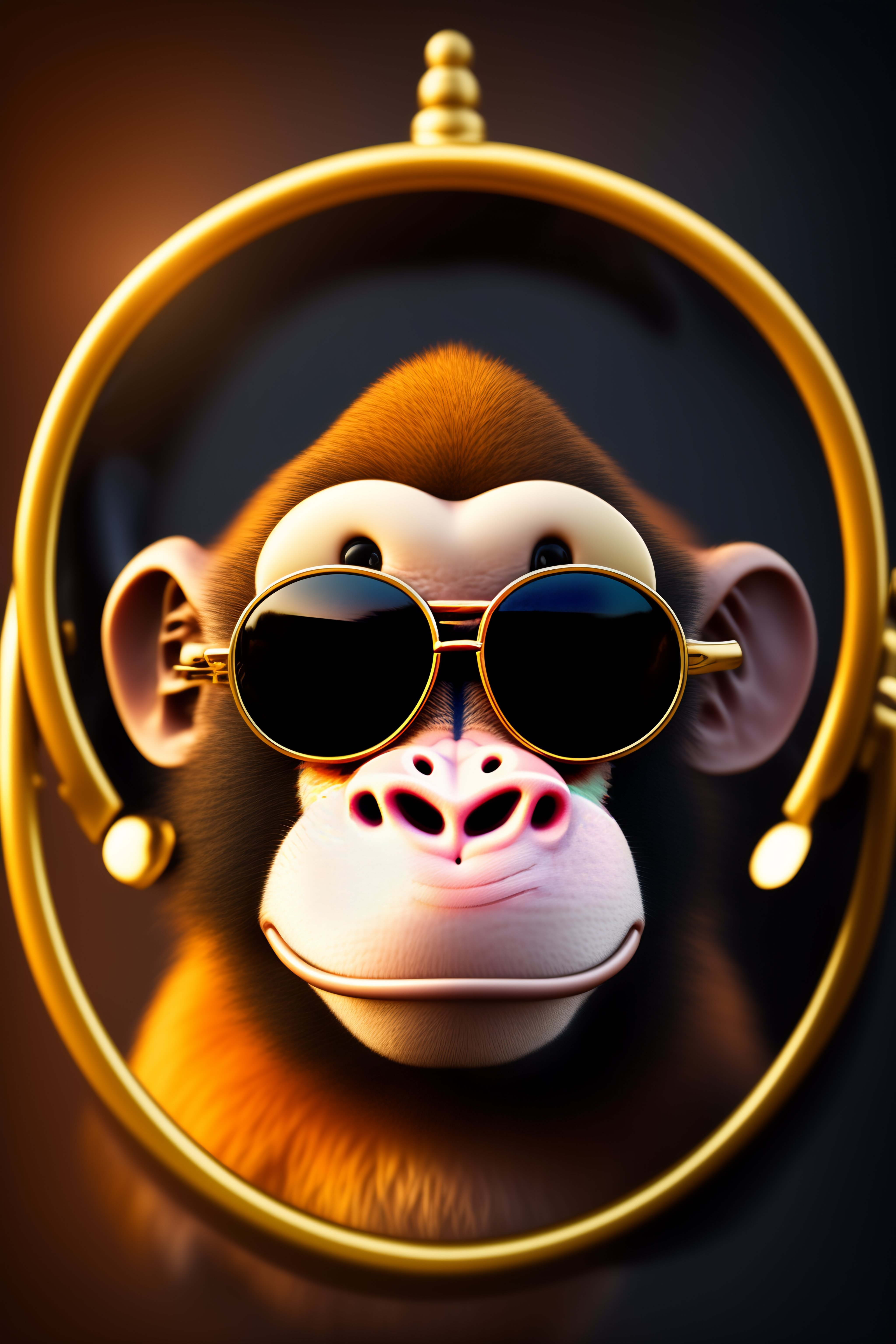Lexica - Cartoon style monkey head with racing glasses bitting a ...