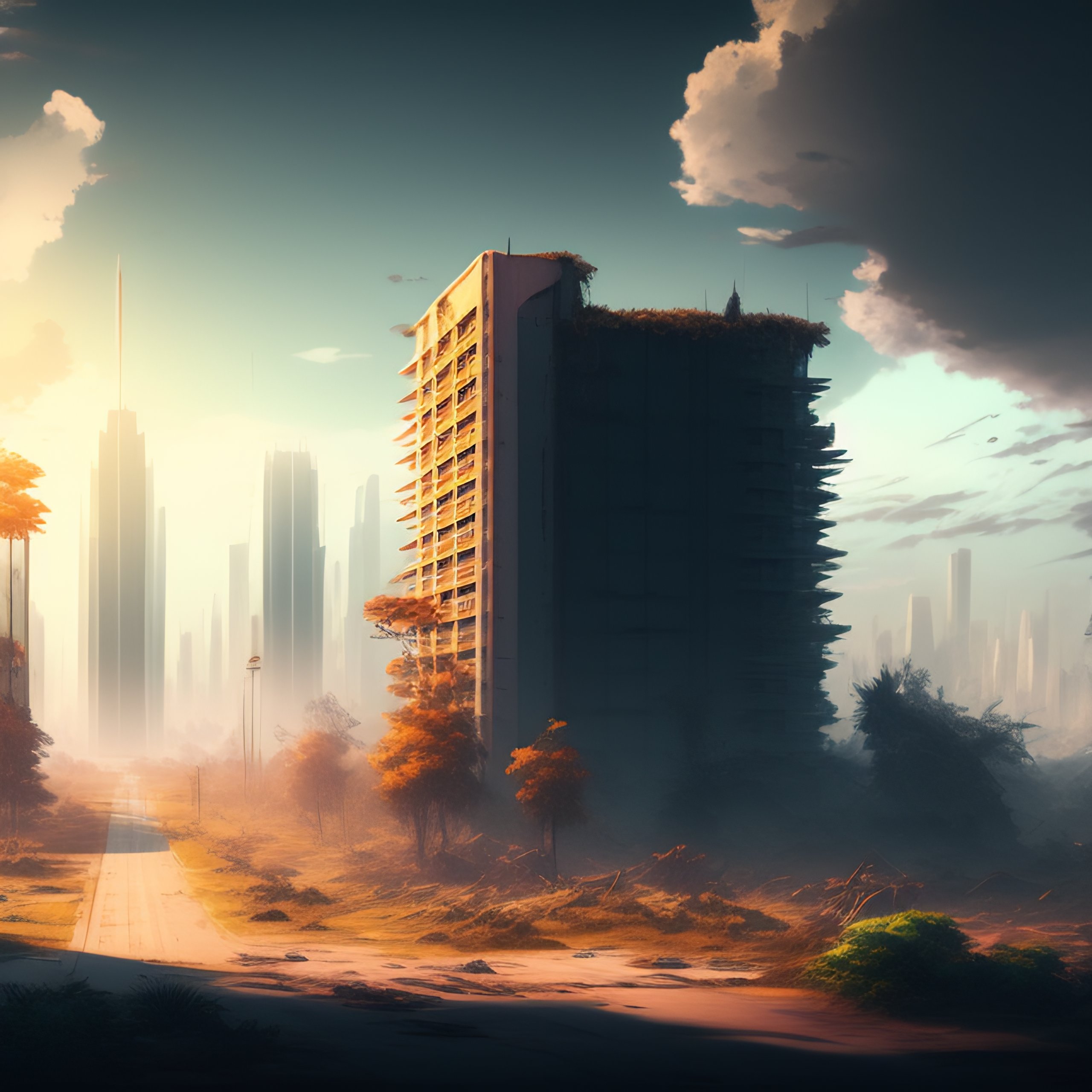 Lexica - Post apocalyptic city, lone traveller, city with a lot of ...