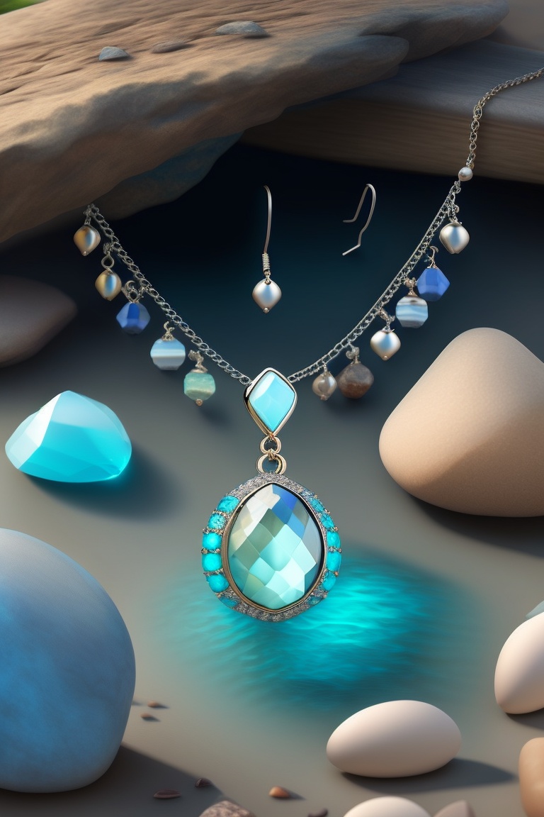 Lexica - The picturesque shore of the blue sea, stones, shells, a chest ...