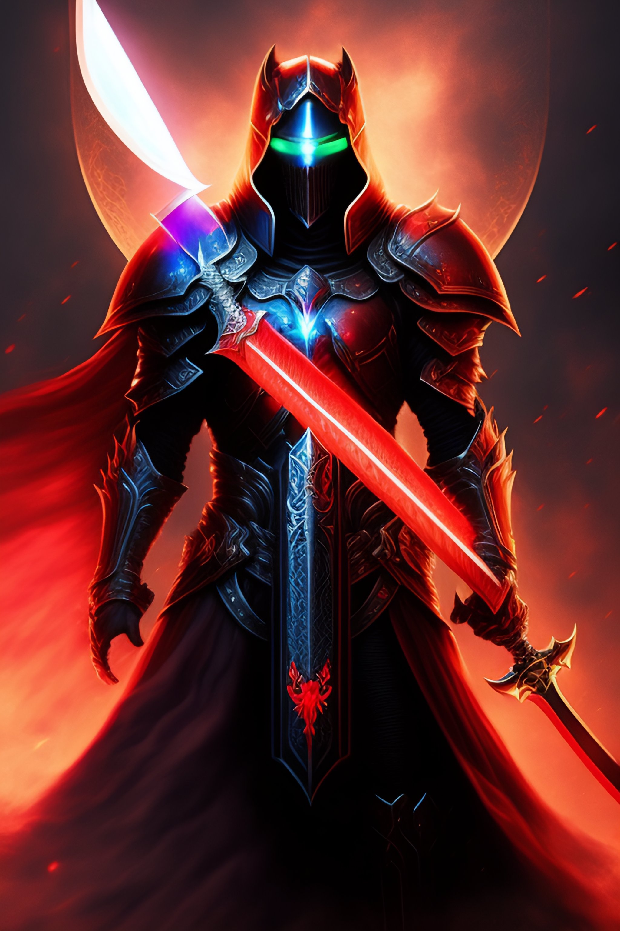 Lexica - Death knight with red aura and big sword fighting against holy ...