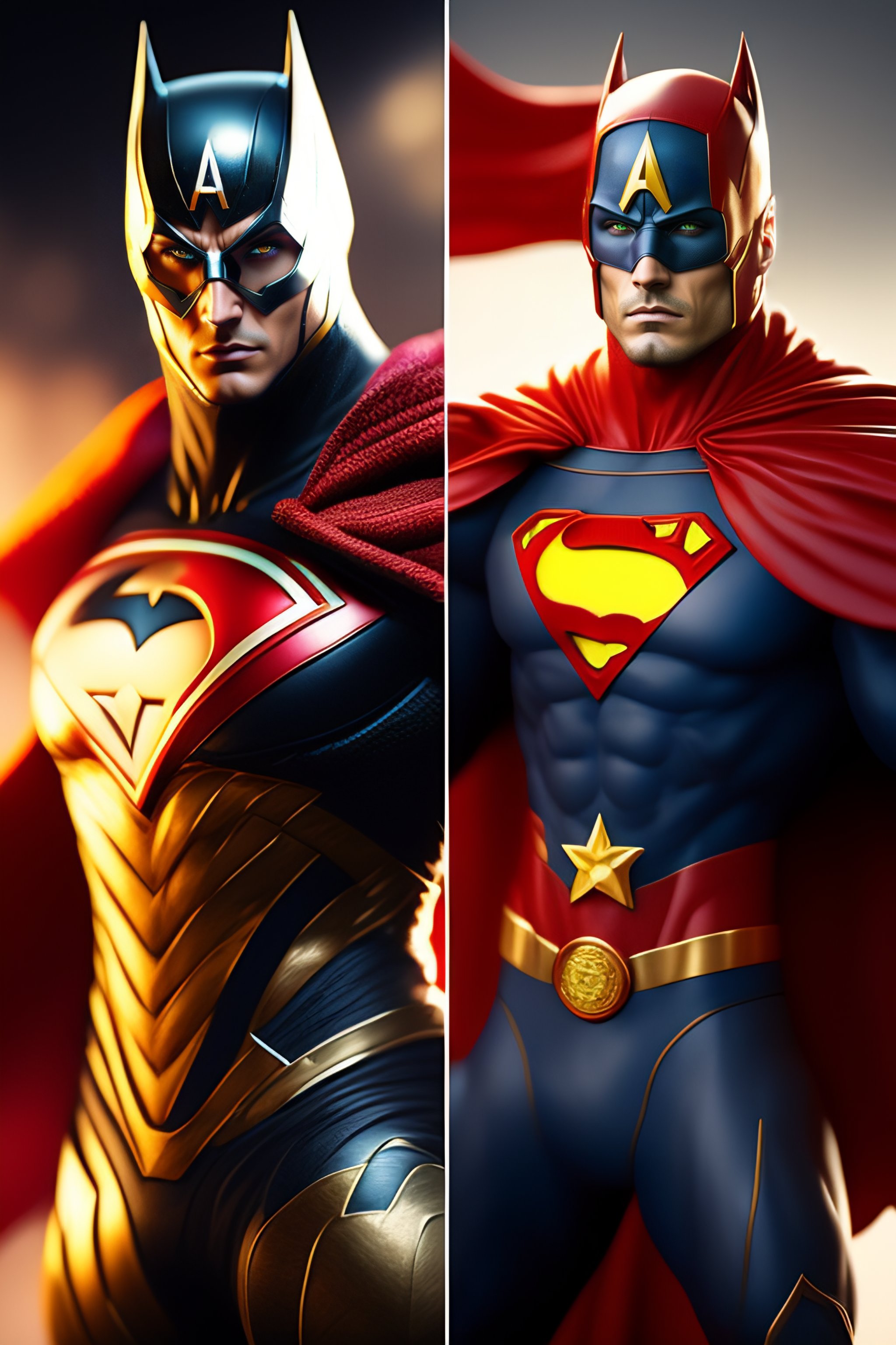 Lexica - Generate a digital image of two random superheroes in a double ...