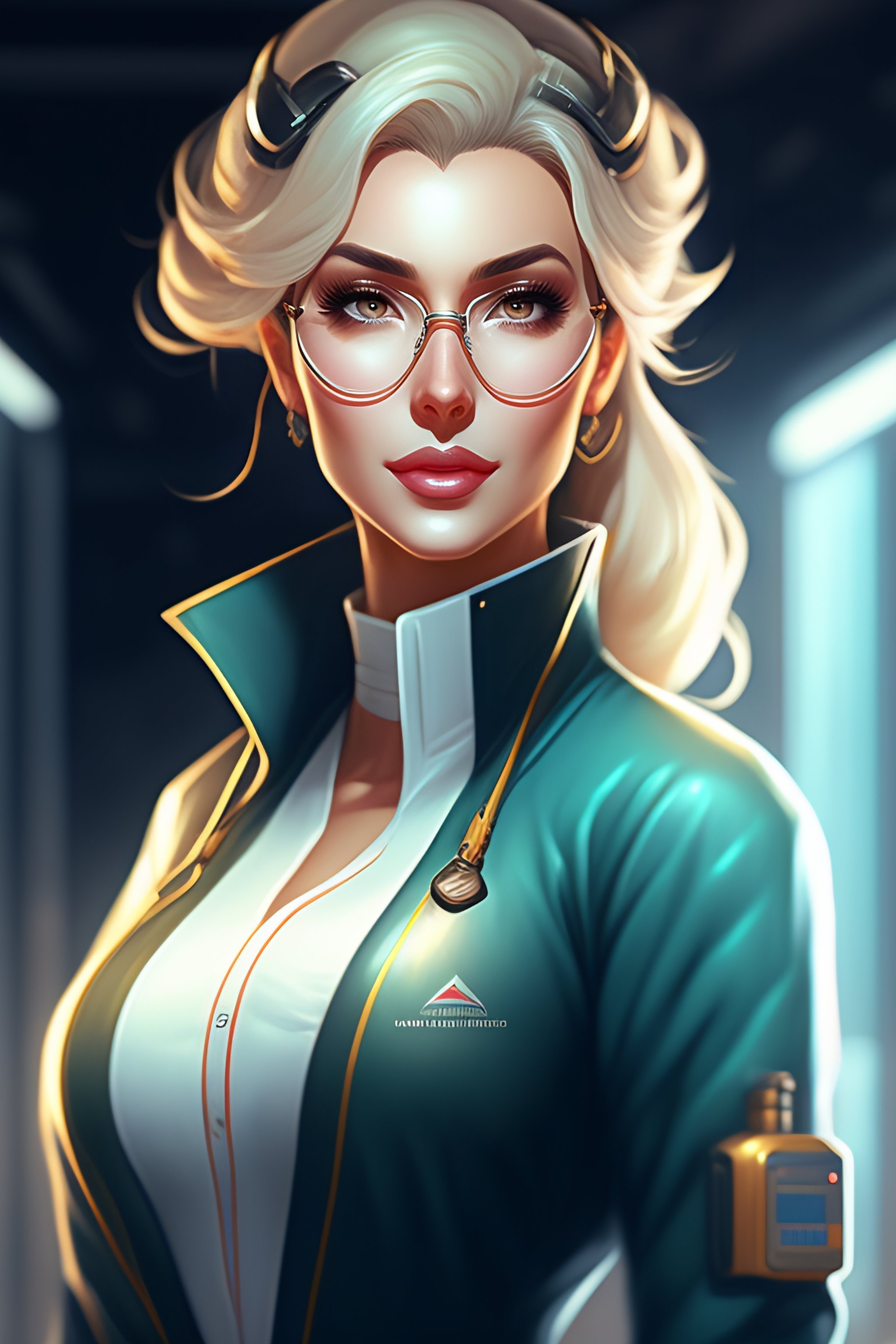 Lexica - Beautiful mercy from overwatch, wearing lab coat and glasses ...