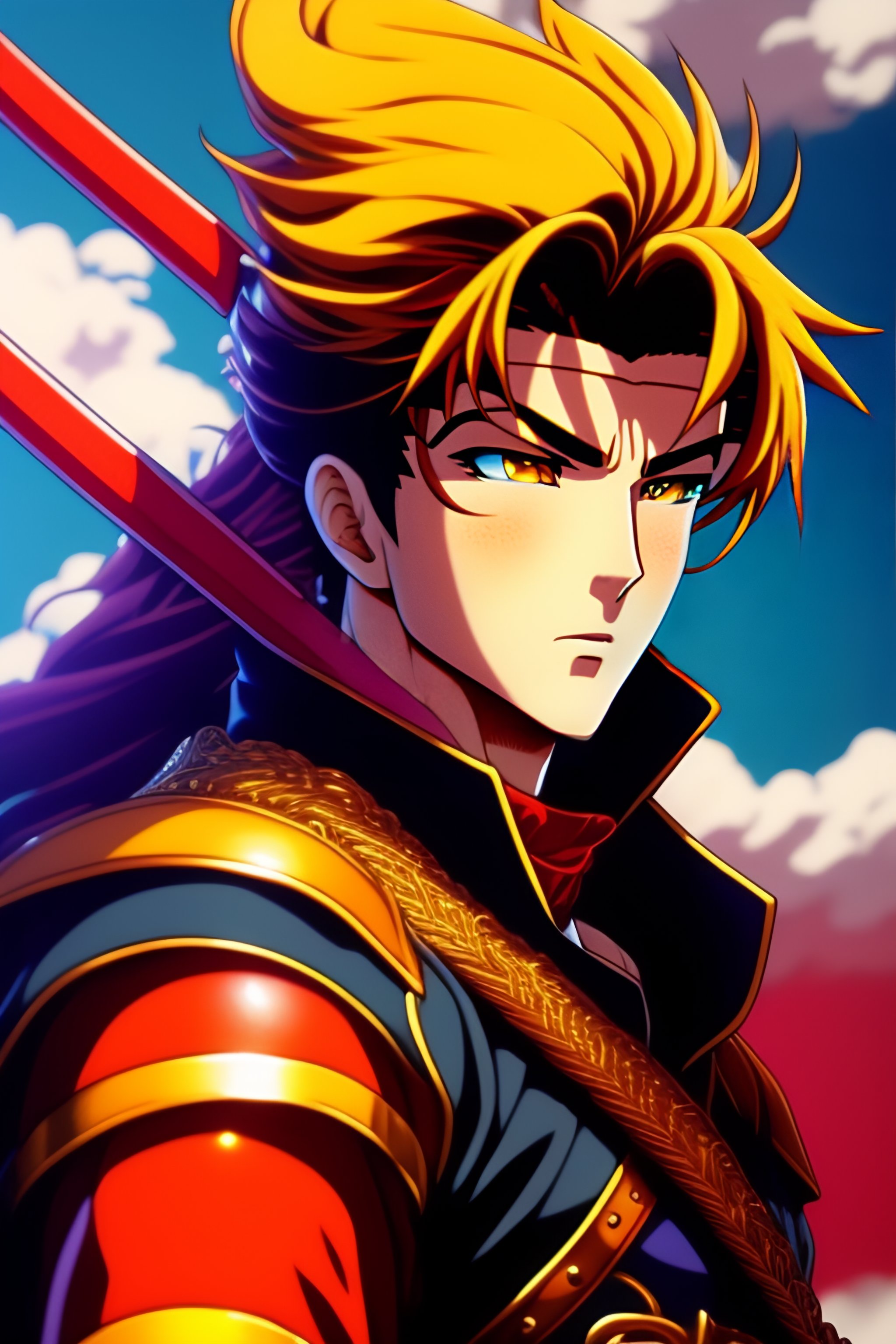 Lexica - Vintage 90's anime style. action hero with sword., fantasy