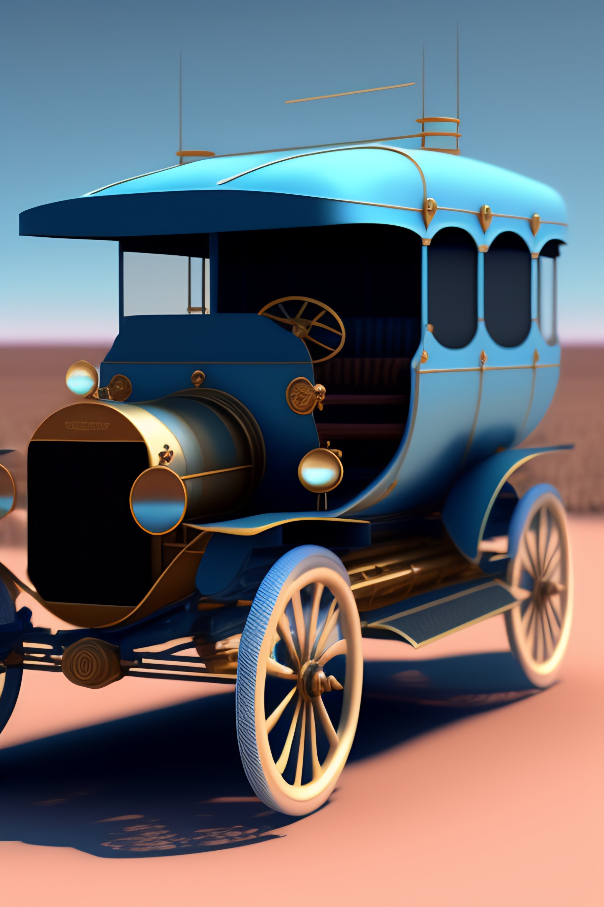 Lexica - Steampunk 1 9 0 8 model ford t, sky blue color full body, 3d ...