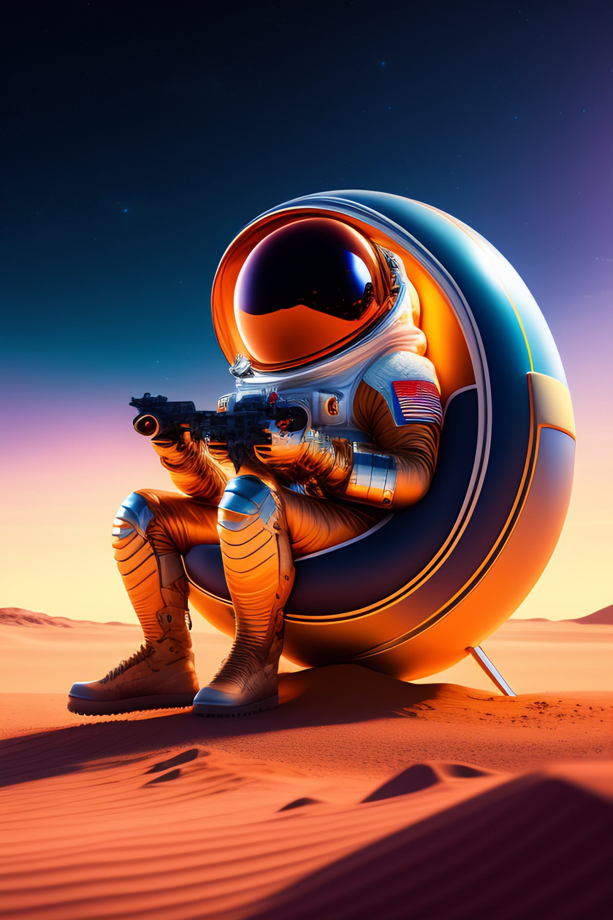 Lexica - An astronaut resting on mars in a beach chair, vibrant ...