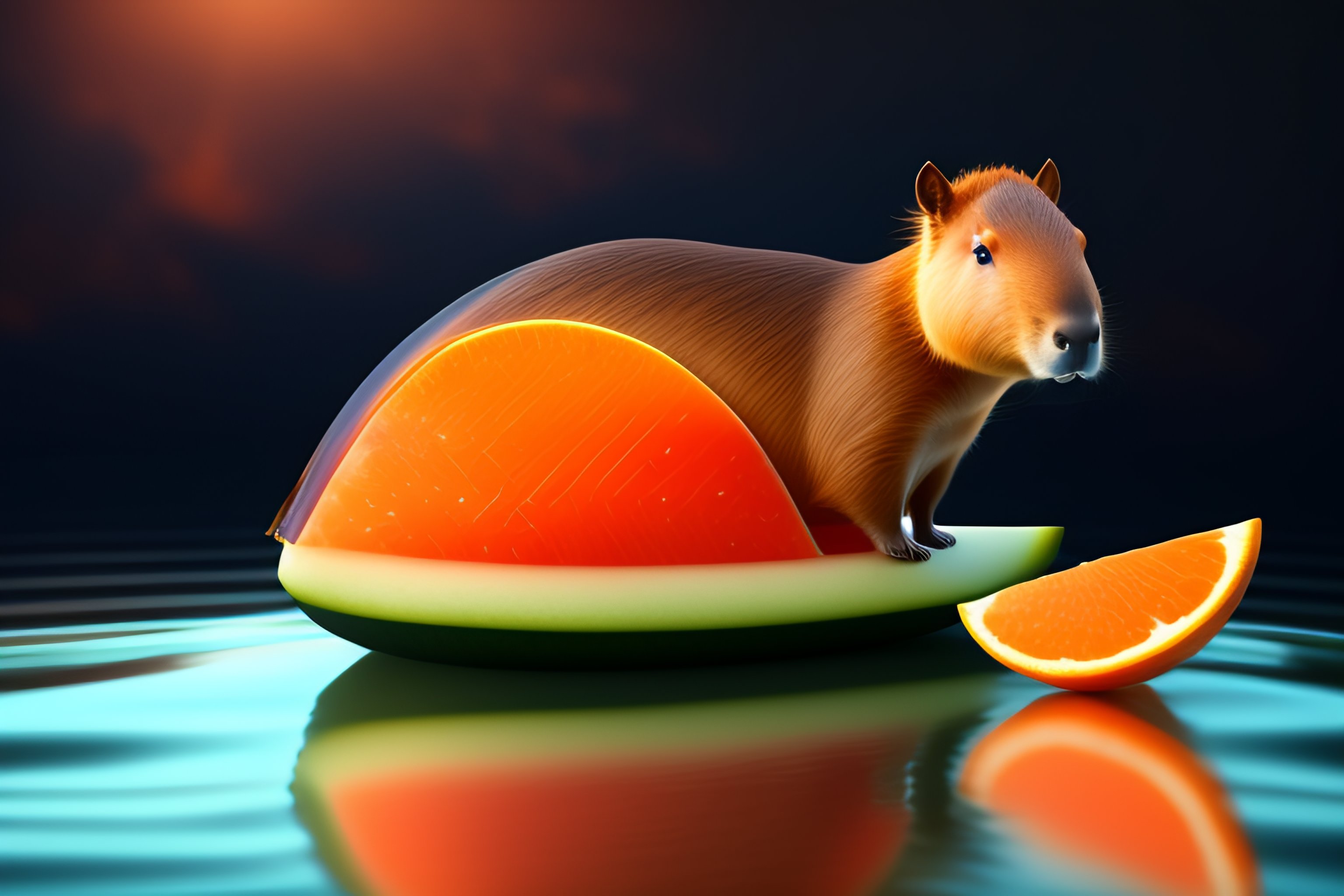 Lexica - A capybara floating in the oceon resting its head on a ...