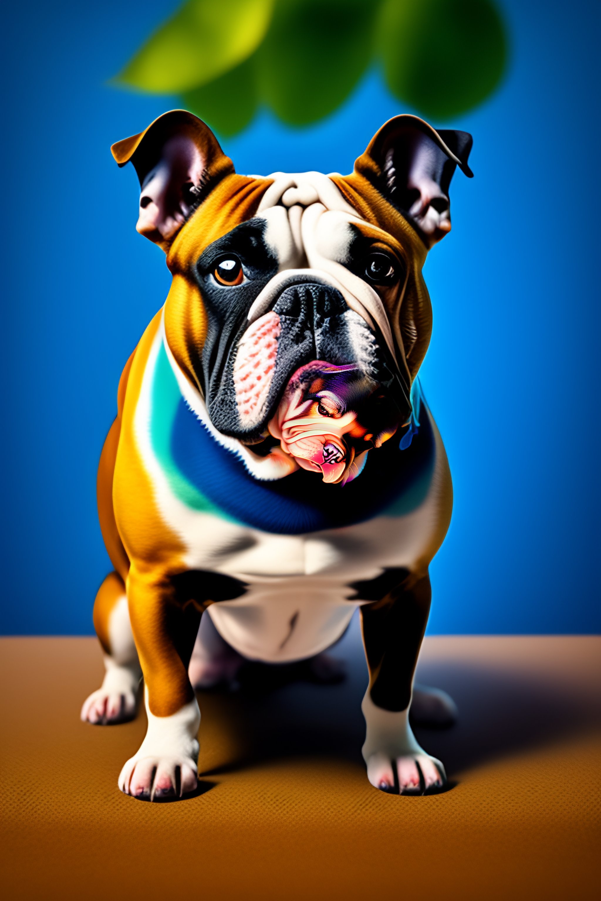 Lexica - A blue police custom silly bulldog, tree stick in him back