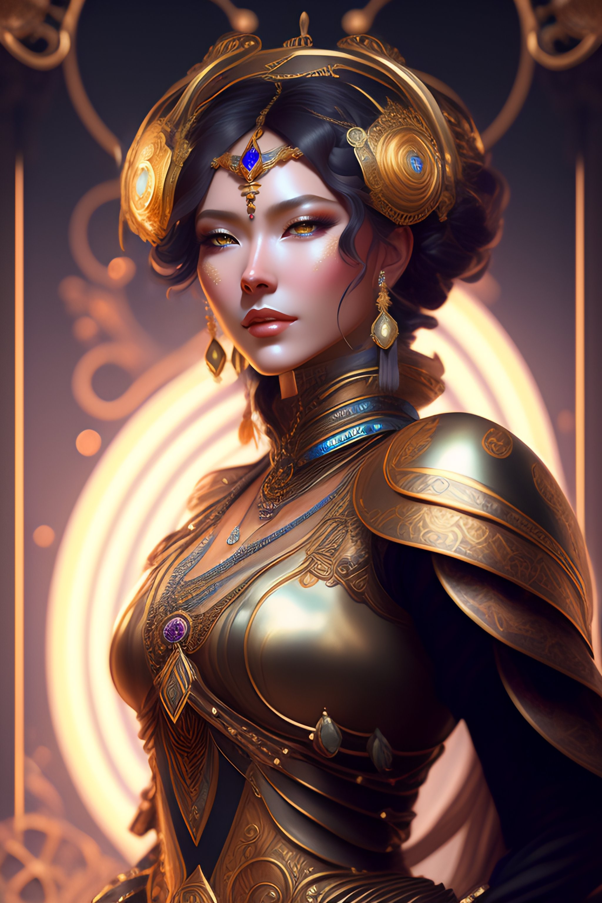 Lexica - Full body portrait of steampunk maya short hair pearl lucent ...