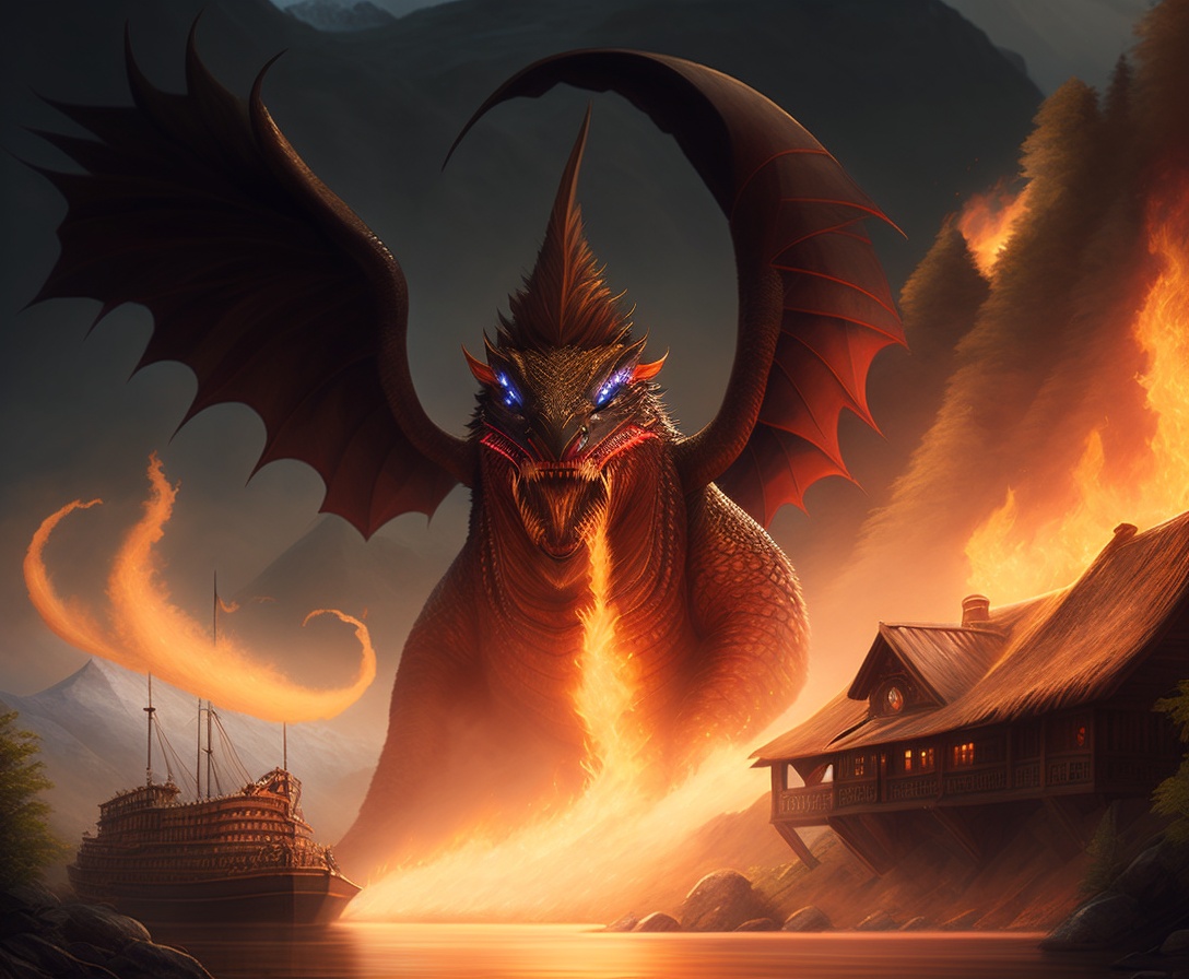 Lexica - Smaug is angry, breathing fire, destroying an ancient wooden ...