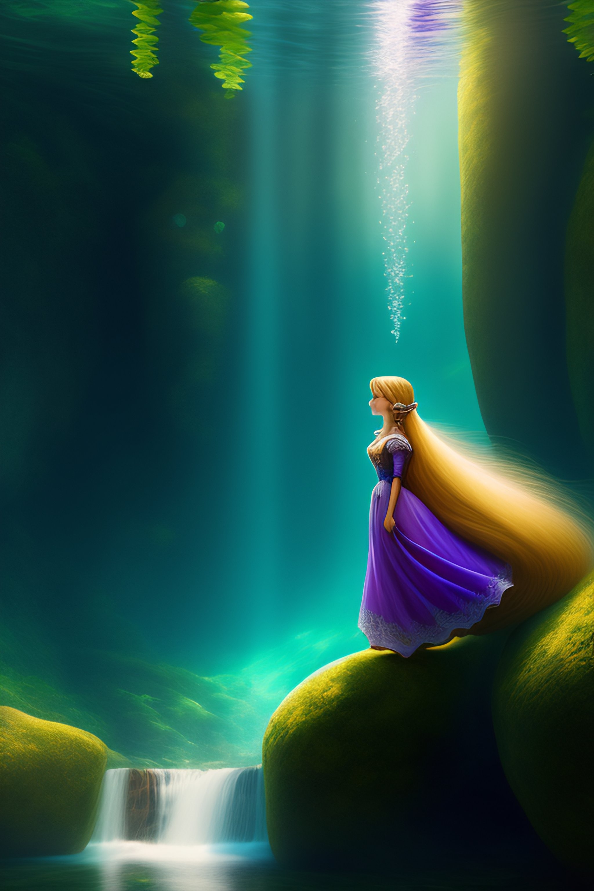 Lexica - Rapunzel in the water