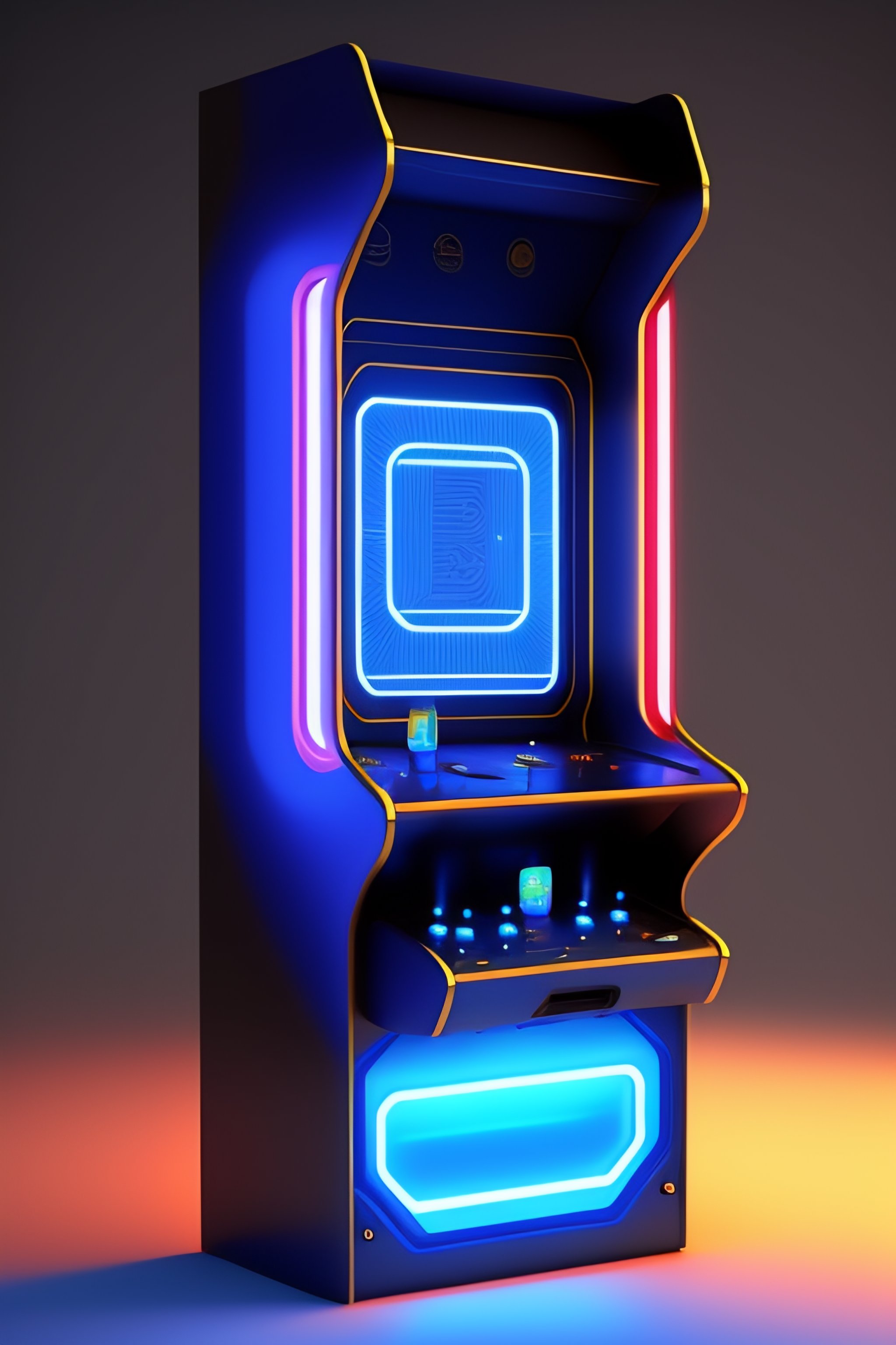 Lexica - Black Futuristic arcade cabinet, with blue electricity in a ...