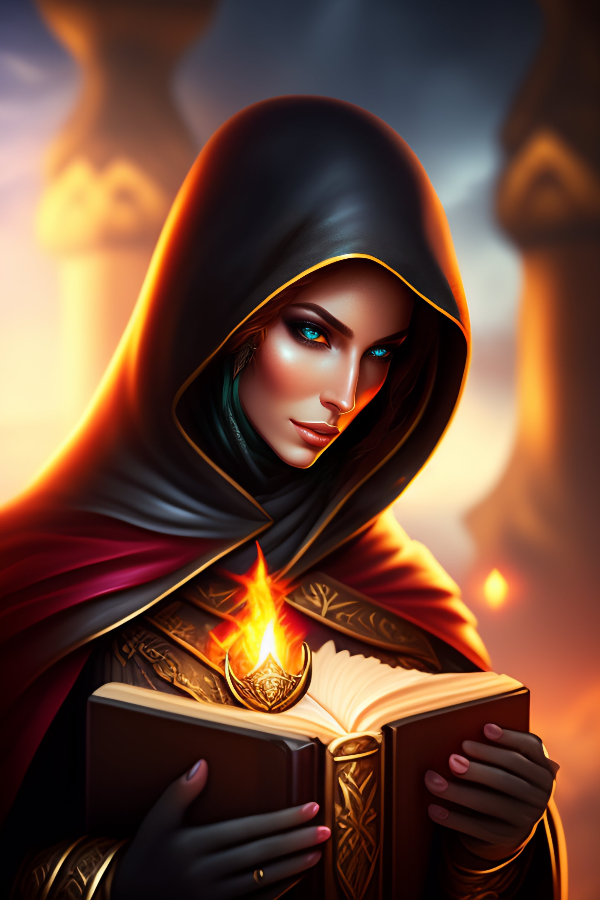 Lexica - Game icon of battle old assassin mage holding magic book with ...