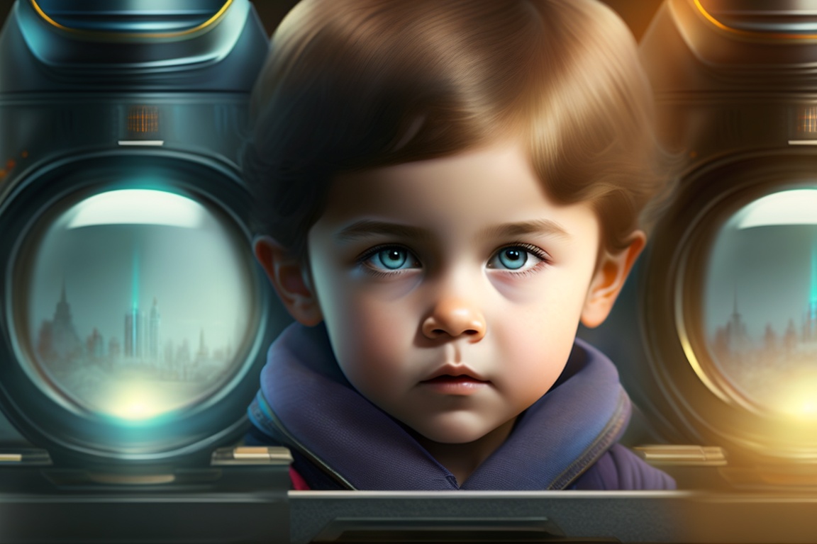 Lexica - Write a captivating scene depicting a child connected to ...
