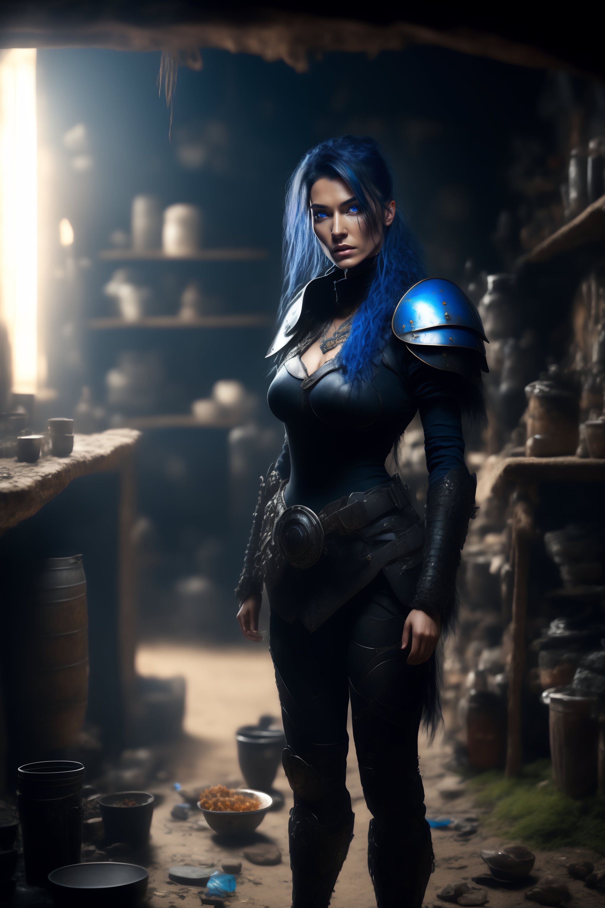 Lexica - Dark and gloomy full body 8k unity render, female cyborg, Blue ...