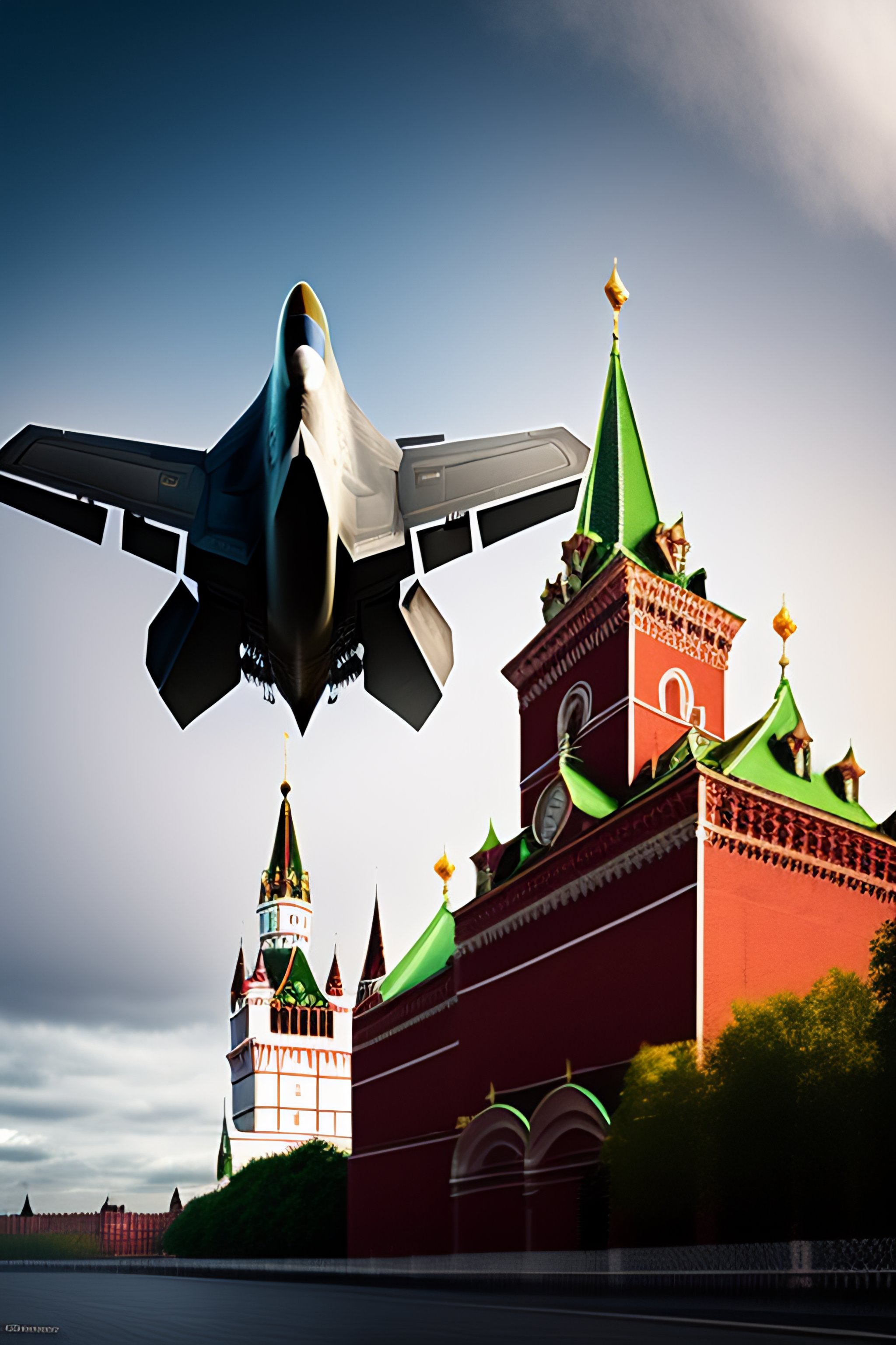 Lexica - F-22 fighter jet flying over Kremlin