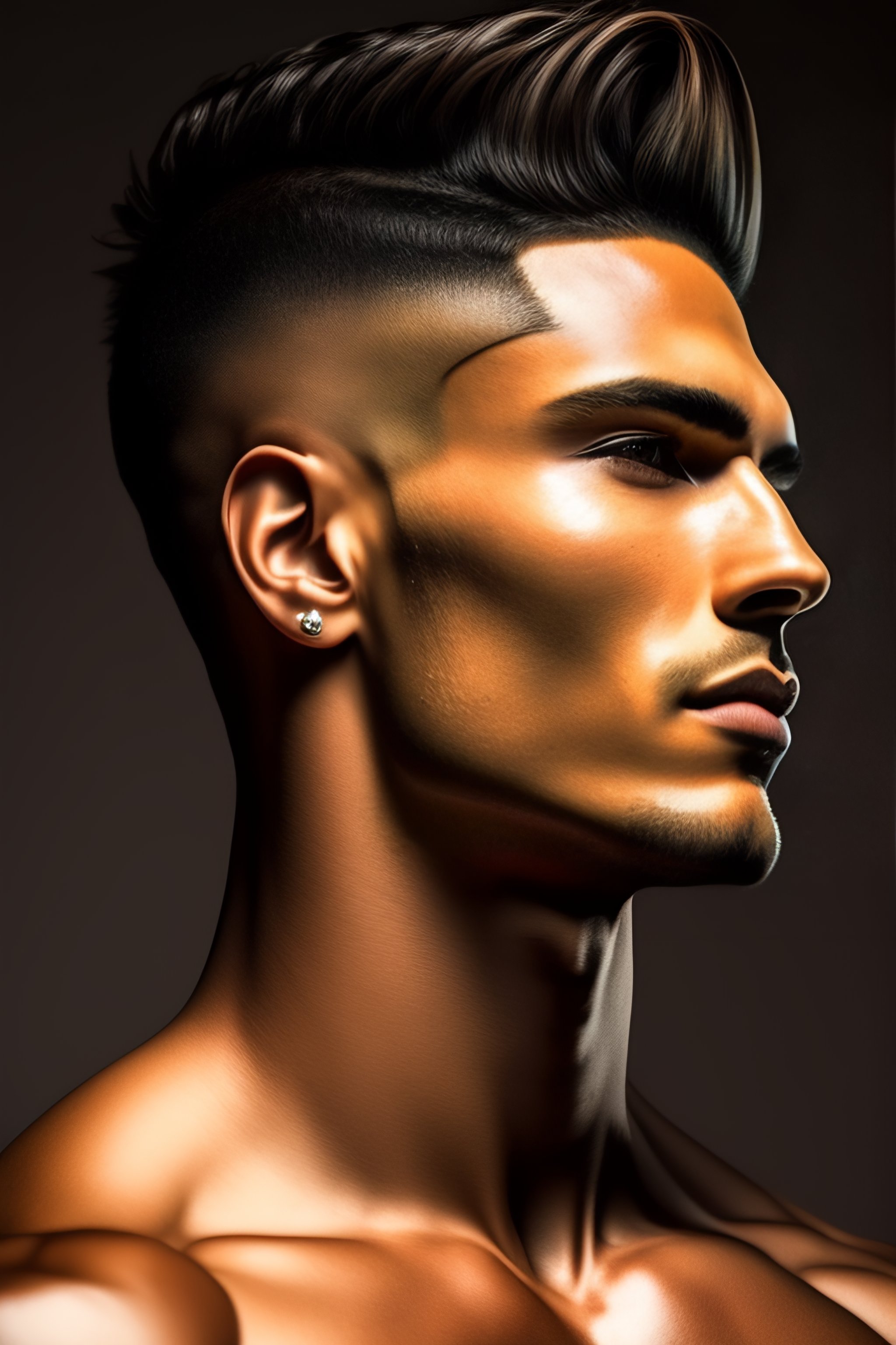 Lexica - Very handsome man glistening with sweat military style haircut ...