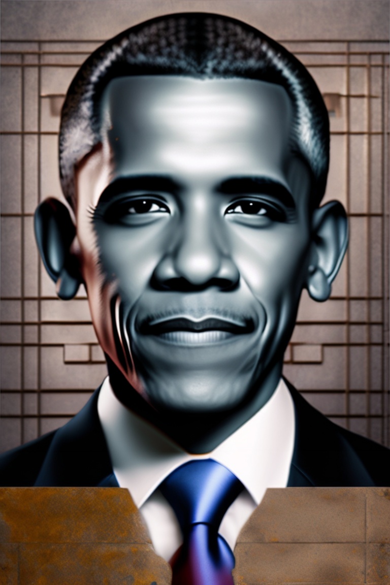 Lexica - Obama Mugshot, obama in suit facing camera, concrete background,