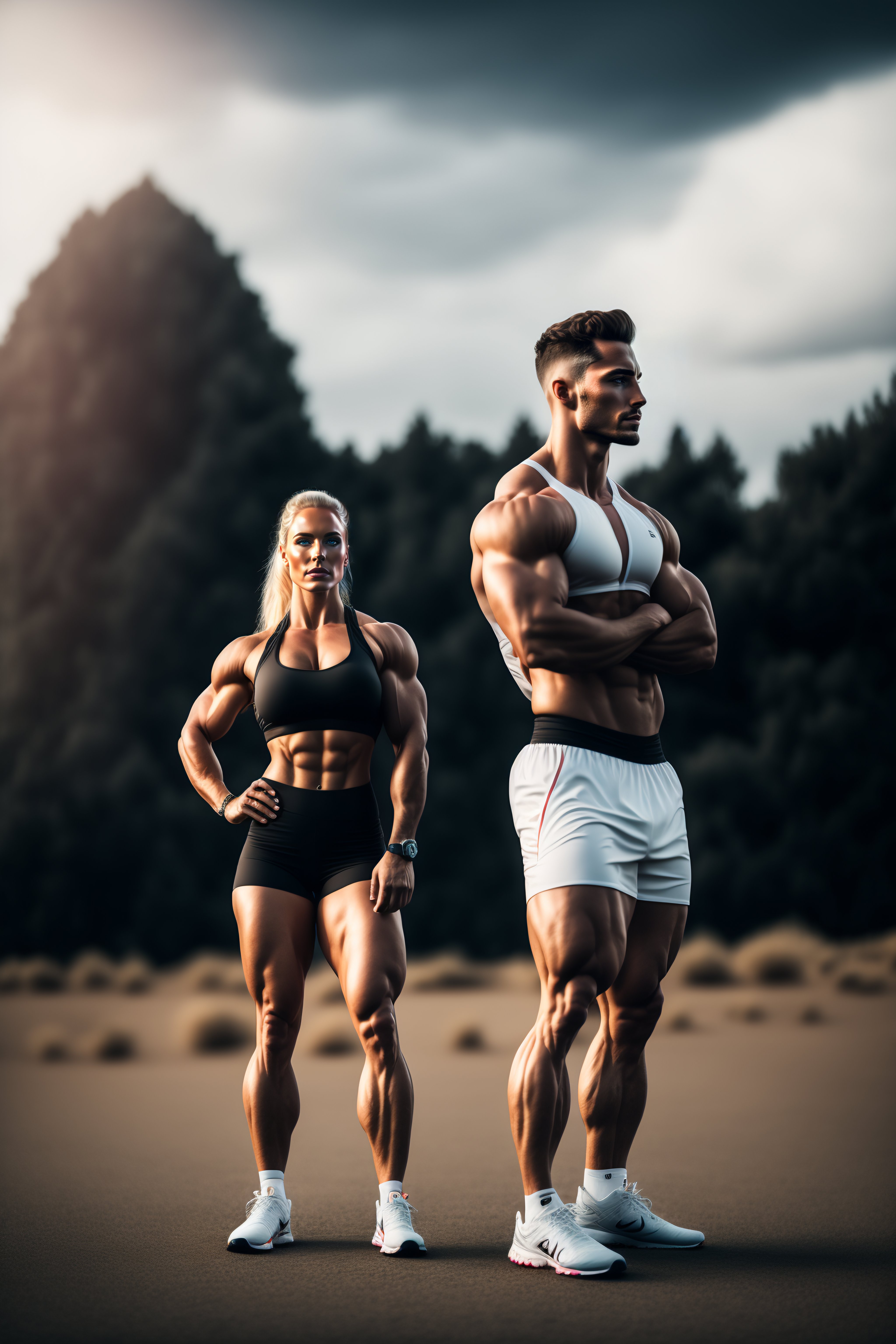 Lexica - Wide angle white skinned fitness girl goddess standing beside ...