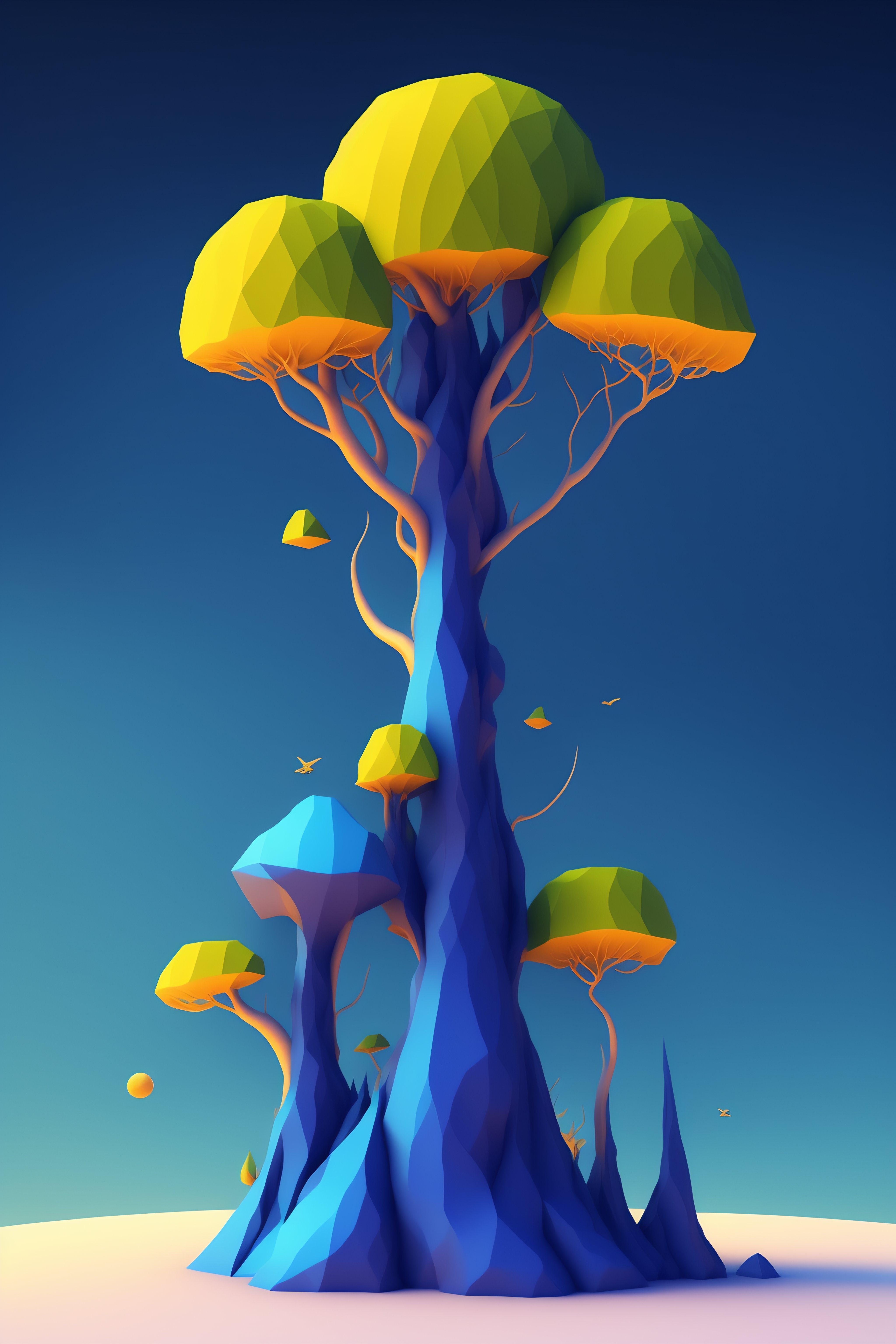 Lexica - Stylized 3d model of an alien group of trees with weird ...