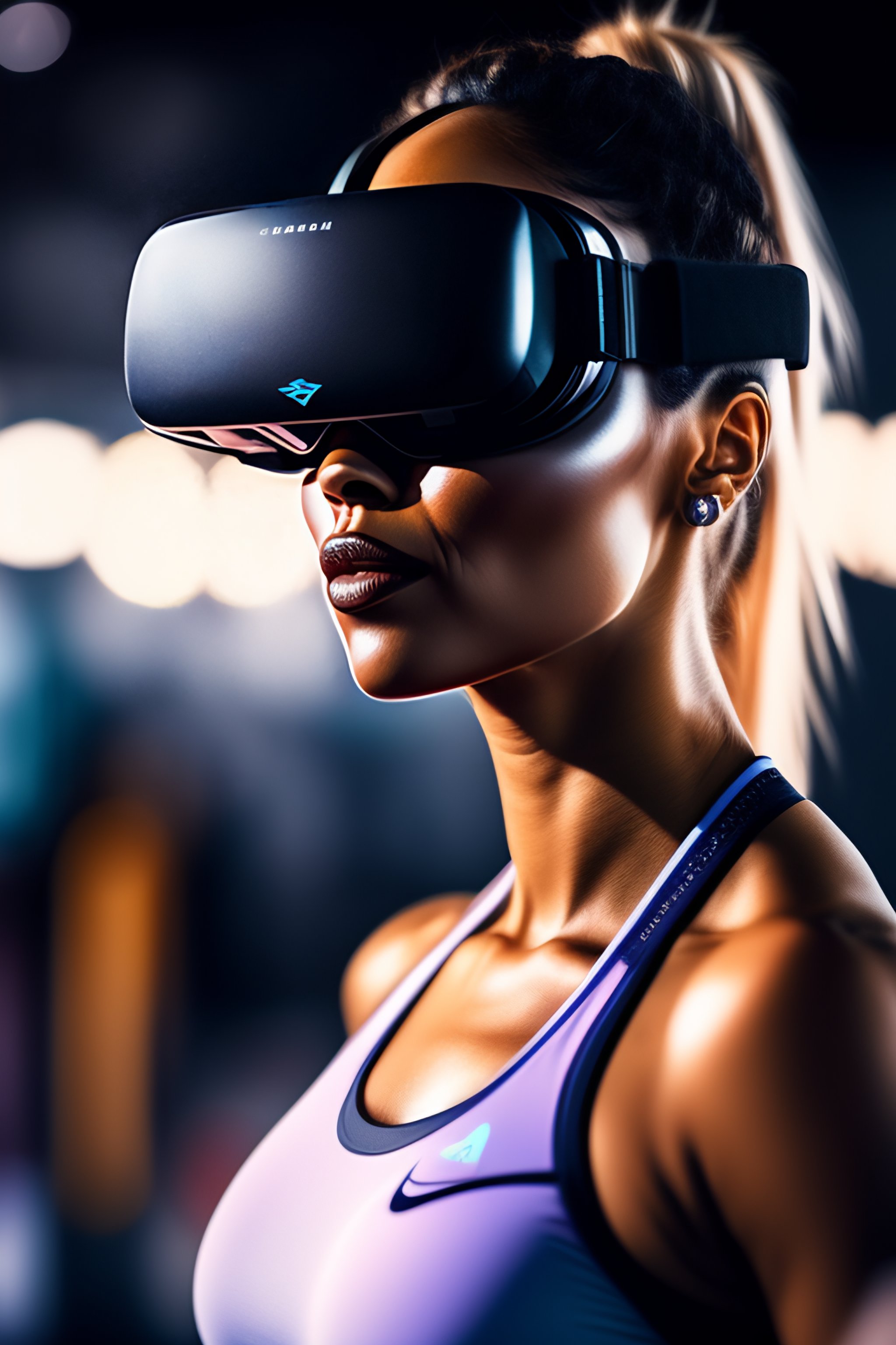 Lexica - A womand doing fitness with vr goggles