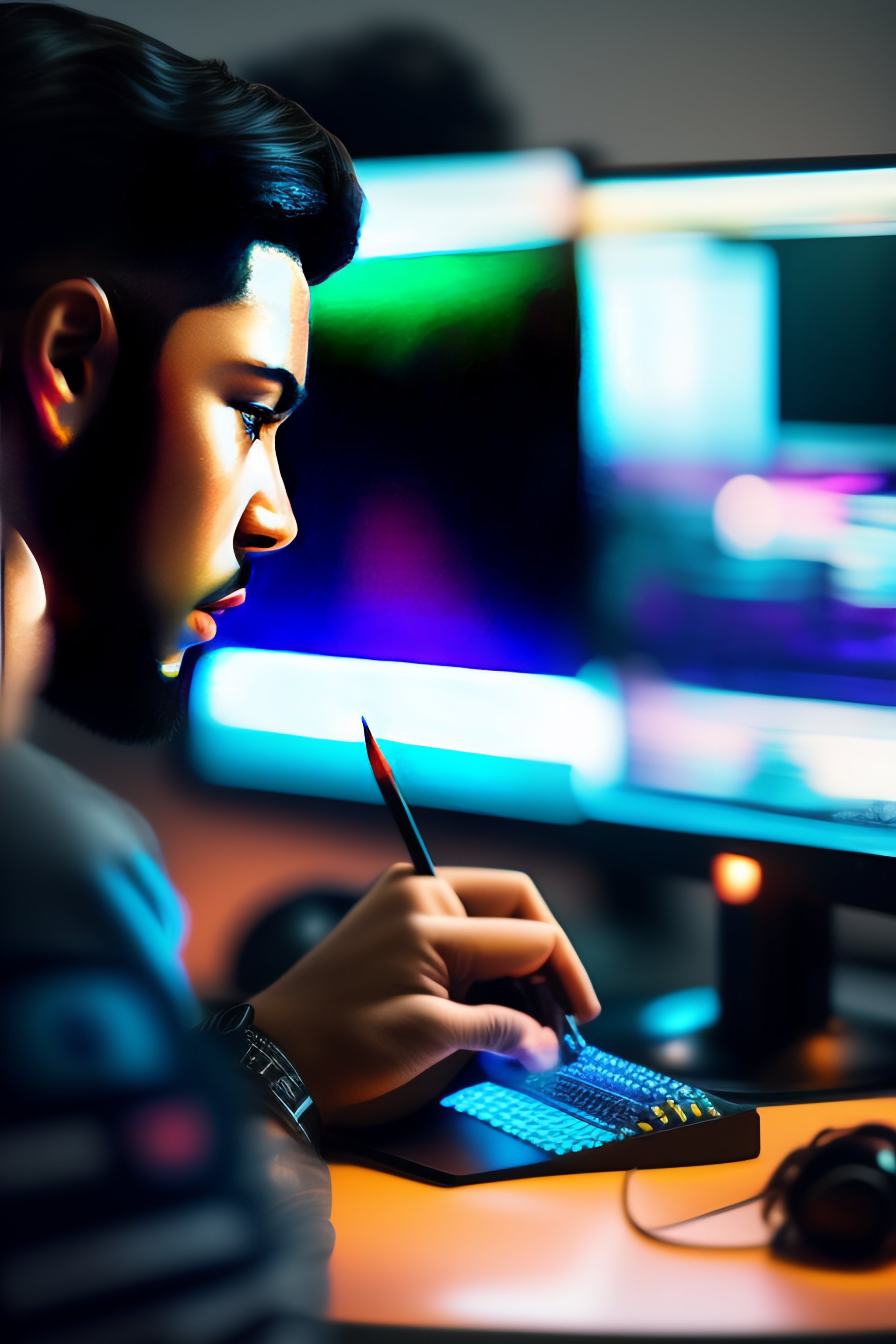 Lexica - Photography of a group of students working on their computers ...