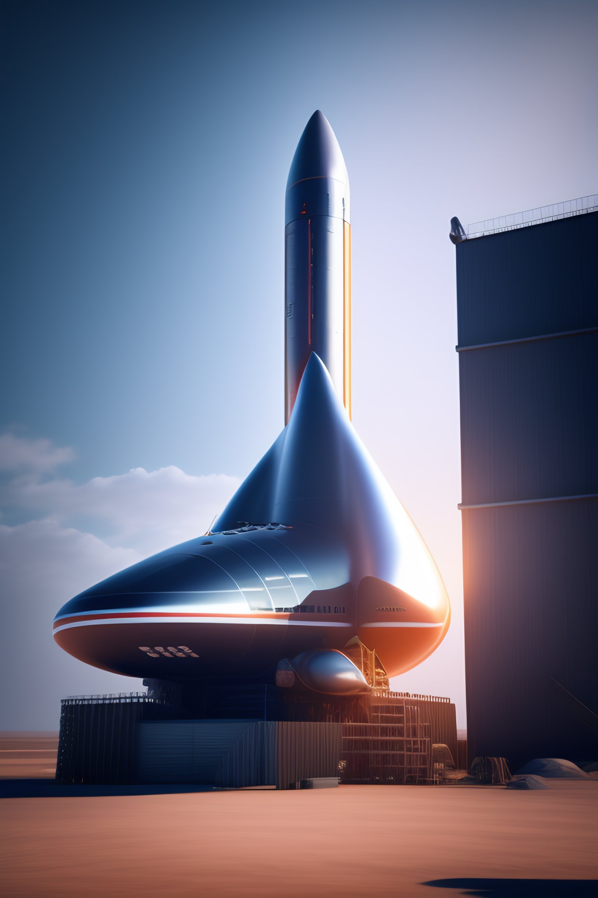 Lexica - Photograph of Spacex starship on top of heavy Falcon rocket ...