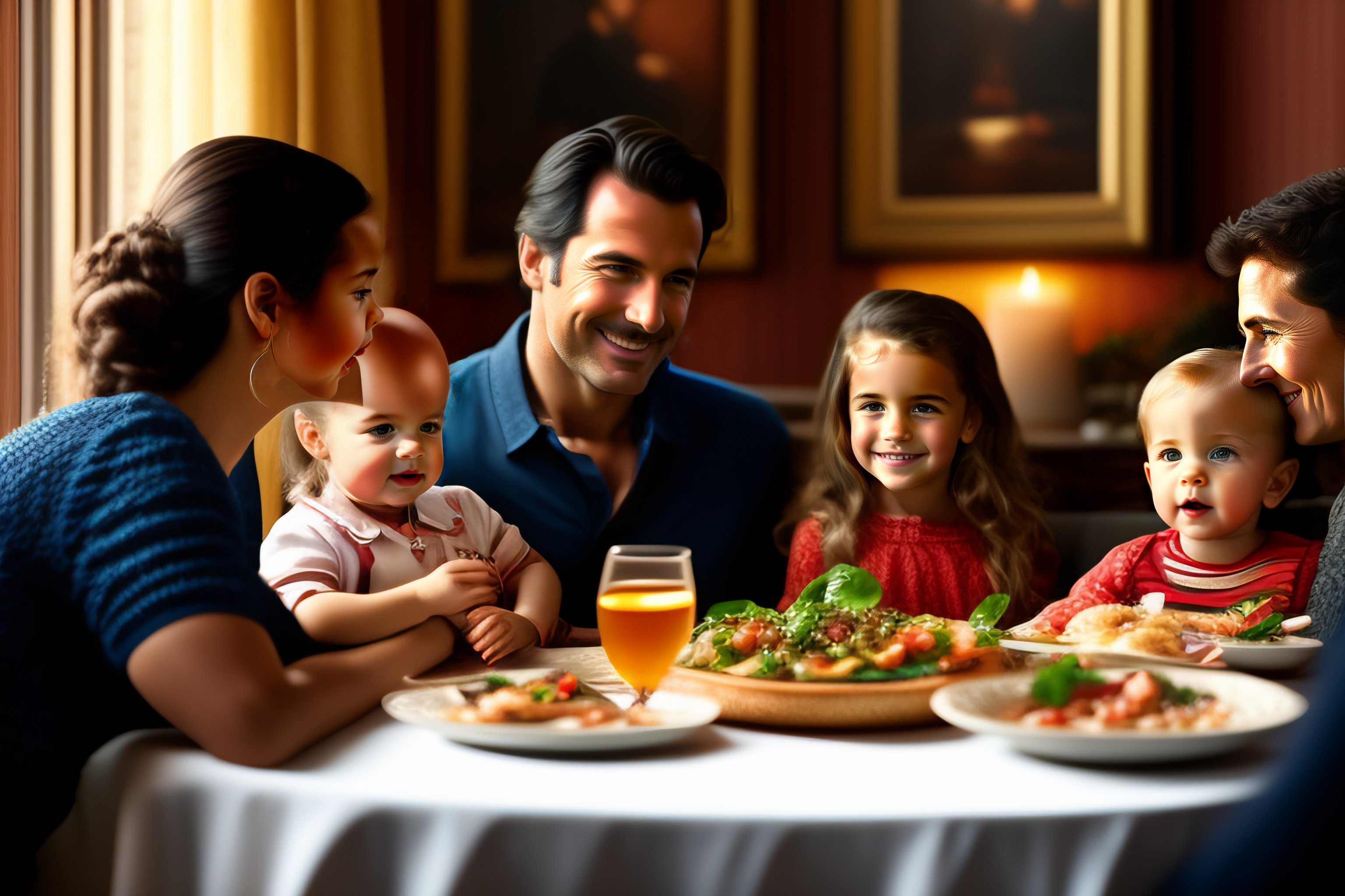 Lexica - A family sitting at a table full of Italian dishes