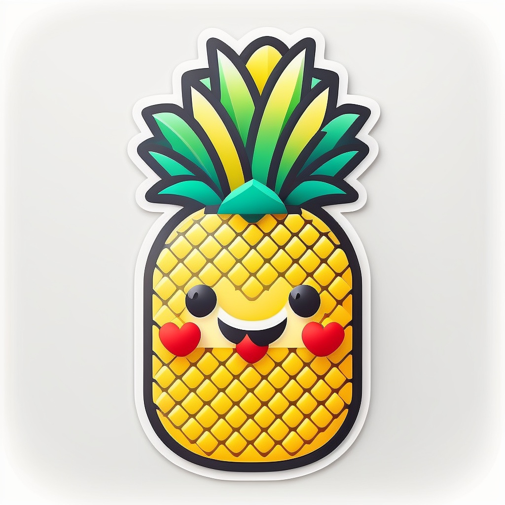 Lexica - Vector, die-cut sticker, adorable pineapple character ...