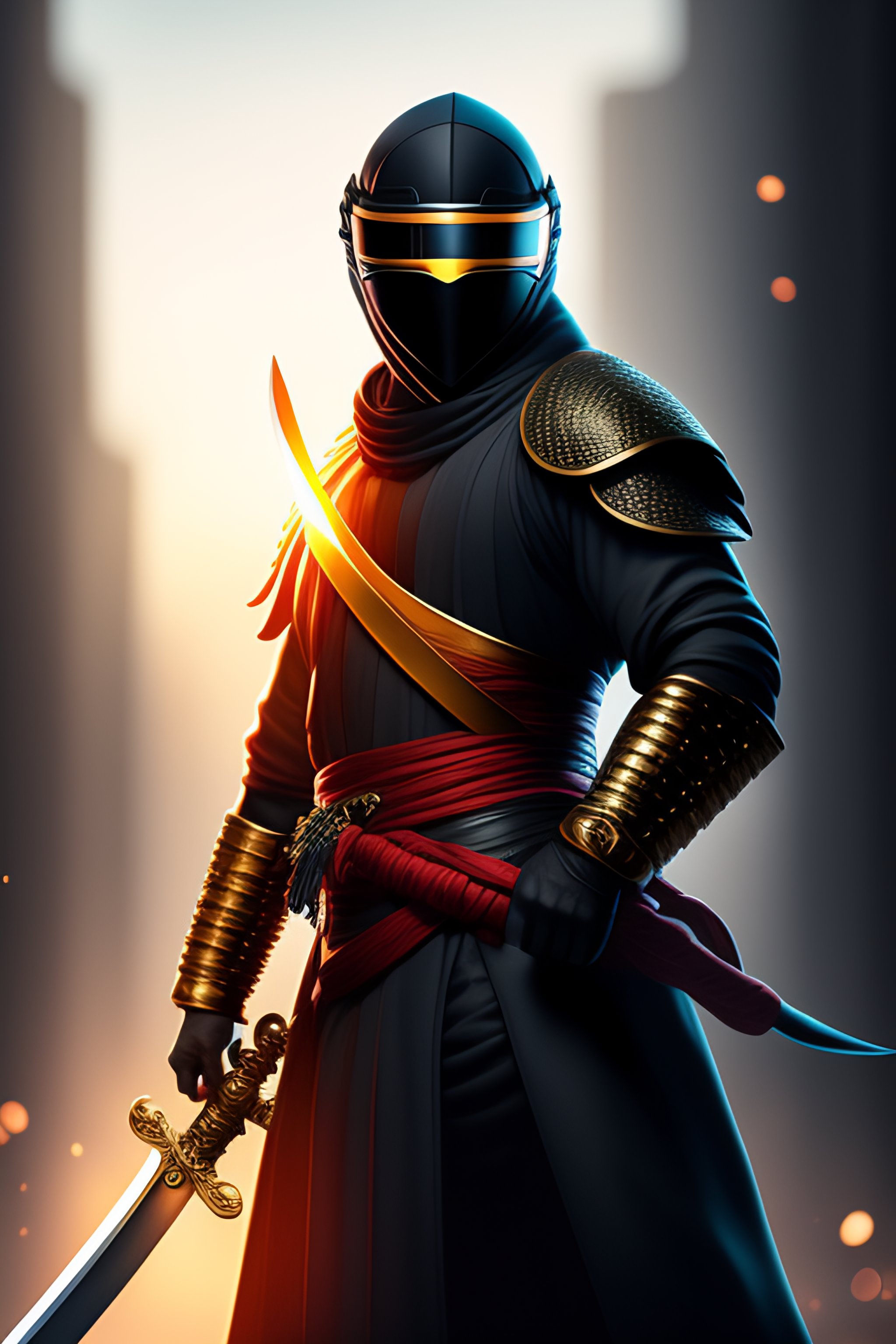 Lexica - A ninja with a vr headset and a sword