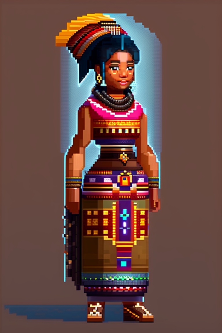 Lexica - Native indigenous woman, brown skin, full body, 2d game, pixel ...