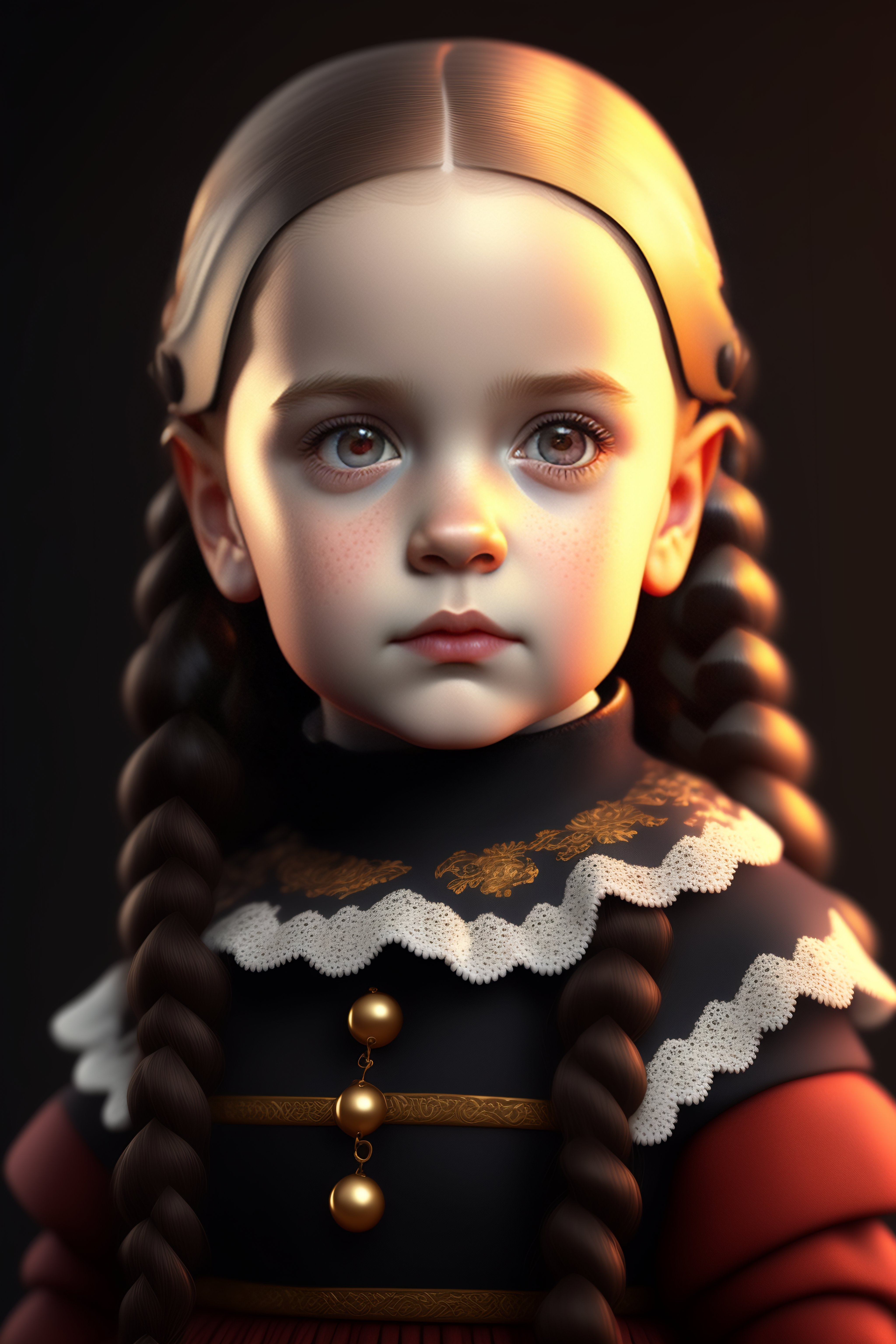 Lexica - Baby Wednesday Addams, moonwalker, render, rembrandt ...