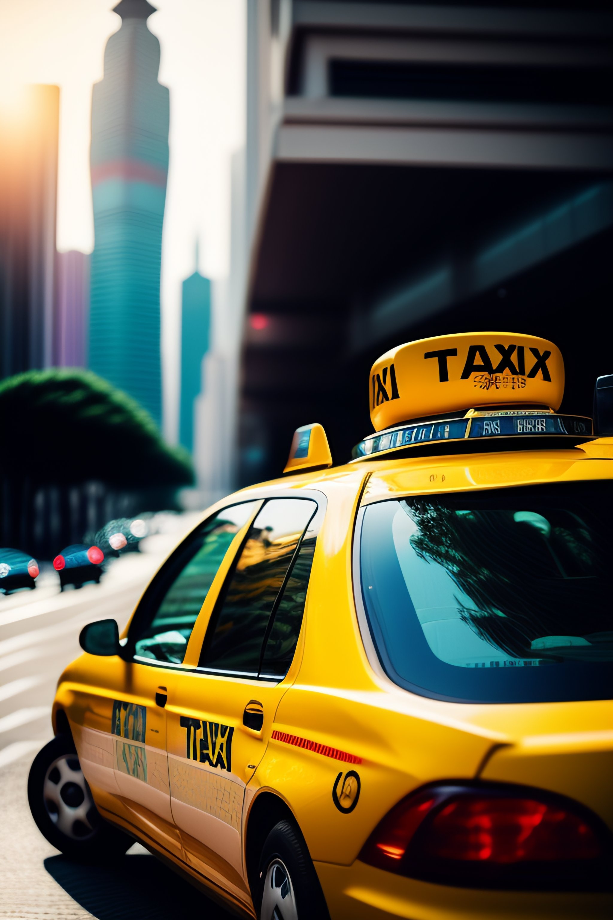 Lexica - Taxi, Taipei 101, fashion, girl, sunshine, with a logo "taiwan ...