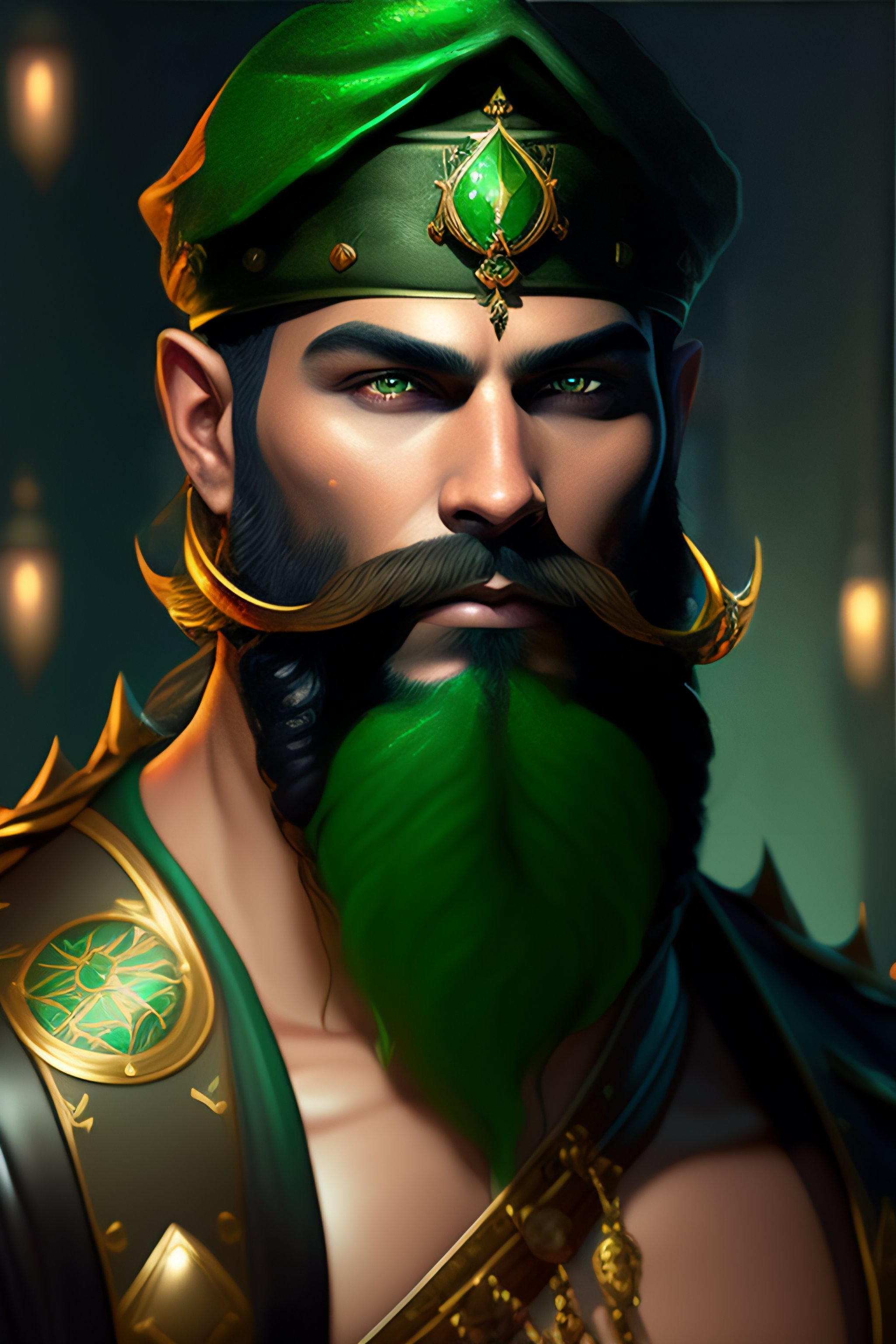 Lexica - Symmetry!! portrait of pirate with a green beard, glowing ...