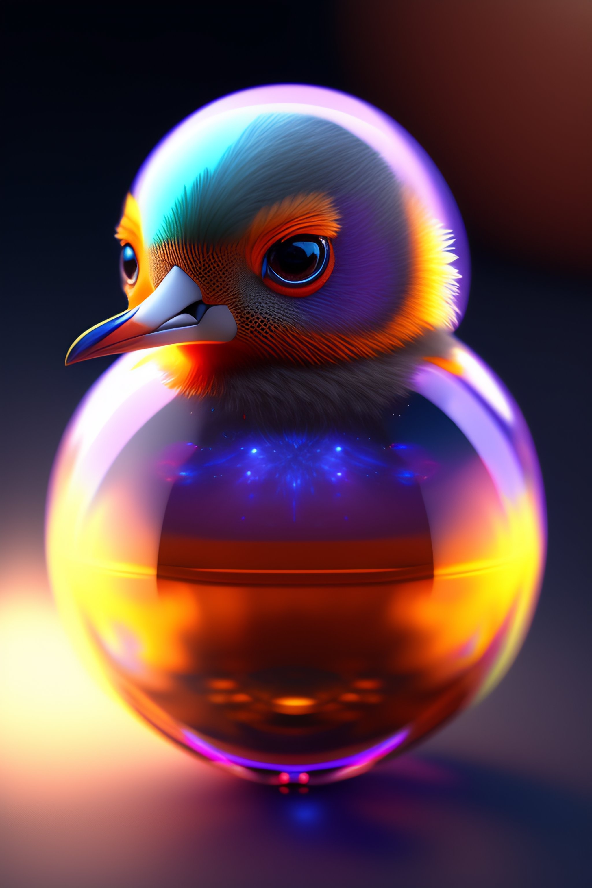 Lexica - A cute adorable baby pigeon made of crystal ball with low poly ...
