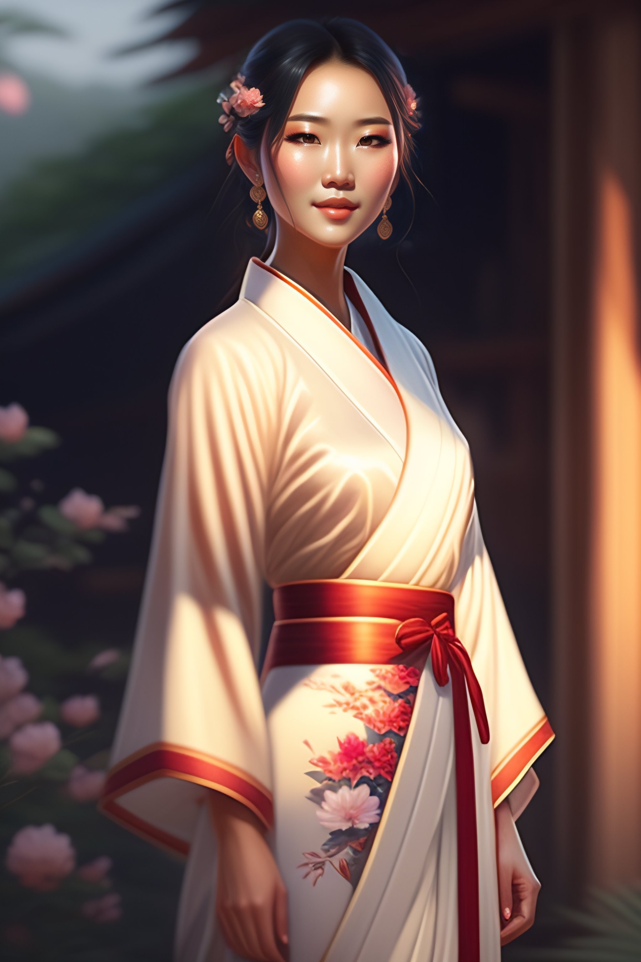 Lexica - A beautiful okinawa girl wear elegant yukata in festival ...