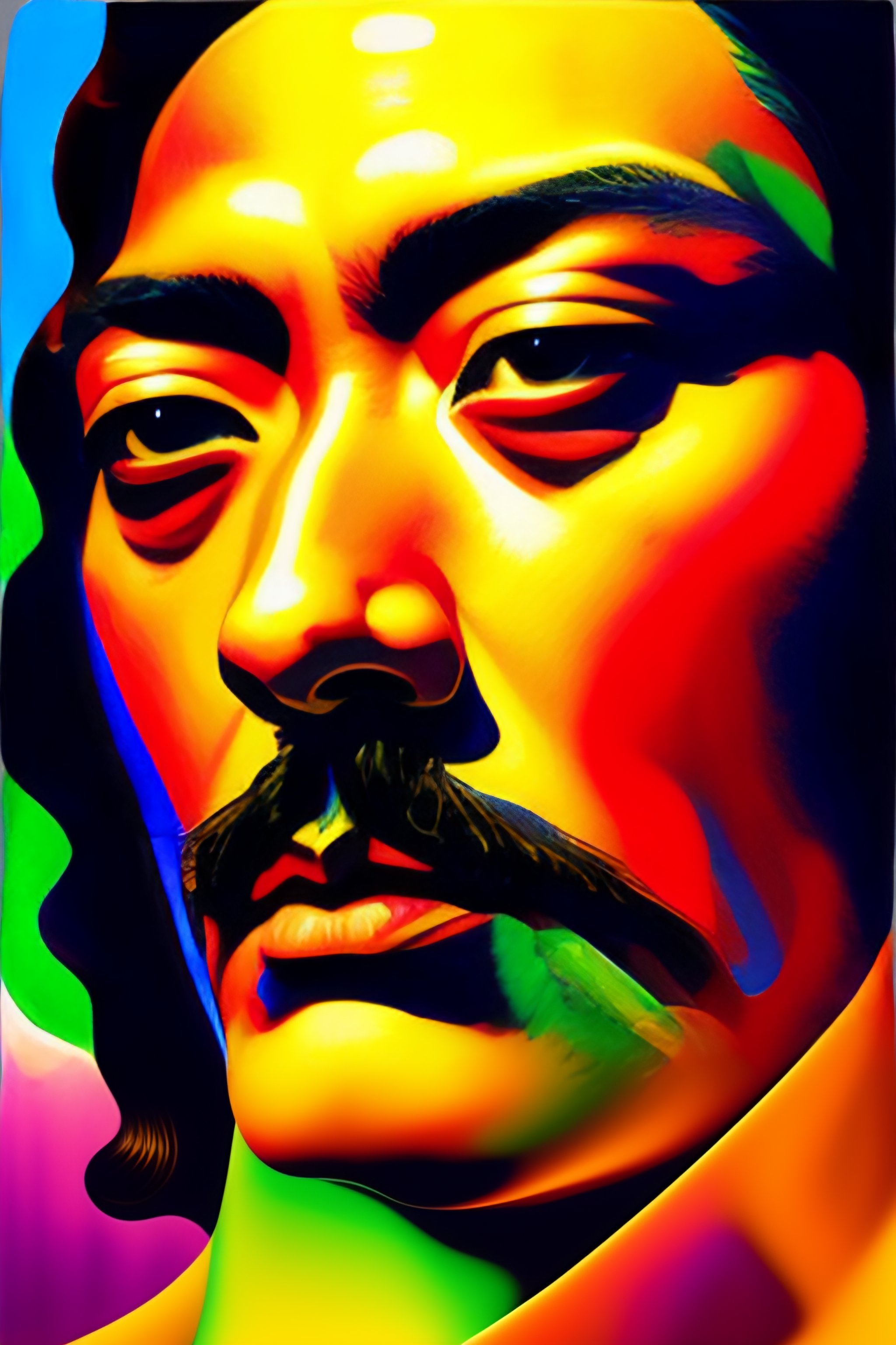 Lexica - A colorful vibrant closeup portrait of a magician licking a ...