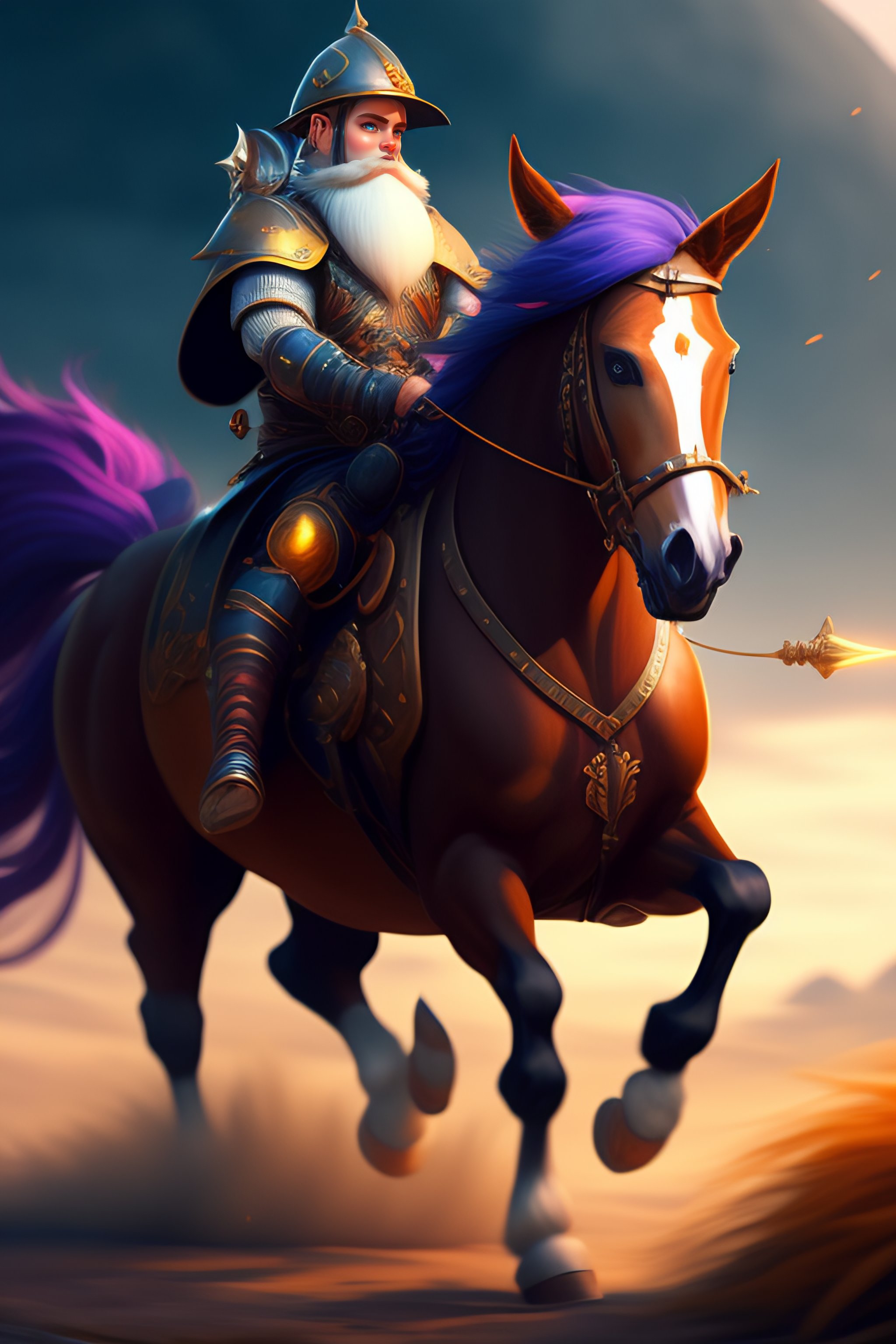 Lexica - Mechanical gnome warrior riding a clockwork horse, digital painting, artstation ...