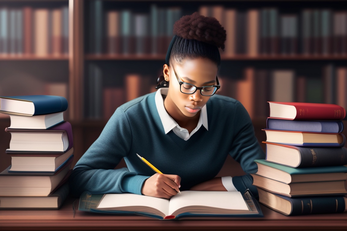 Lexica - A picture of a human student surrounded by books and studying ...