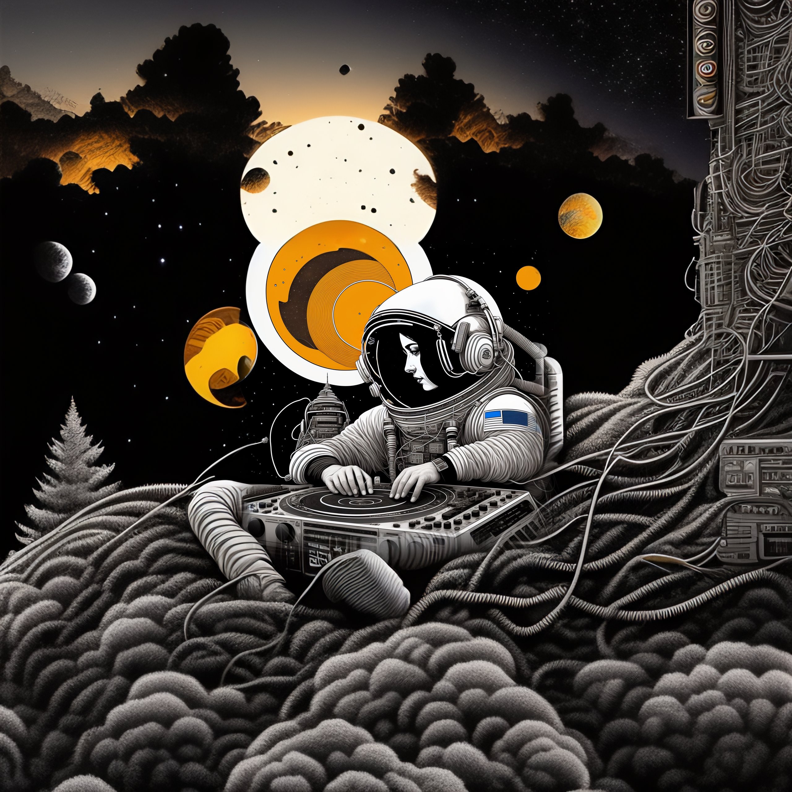 Lexica - Intricate detailed artwork of astronauts using dj controller ...