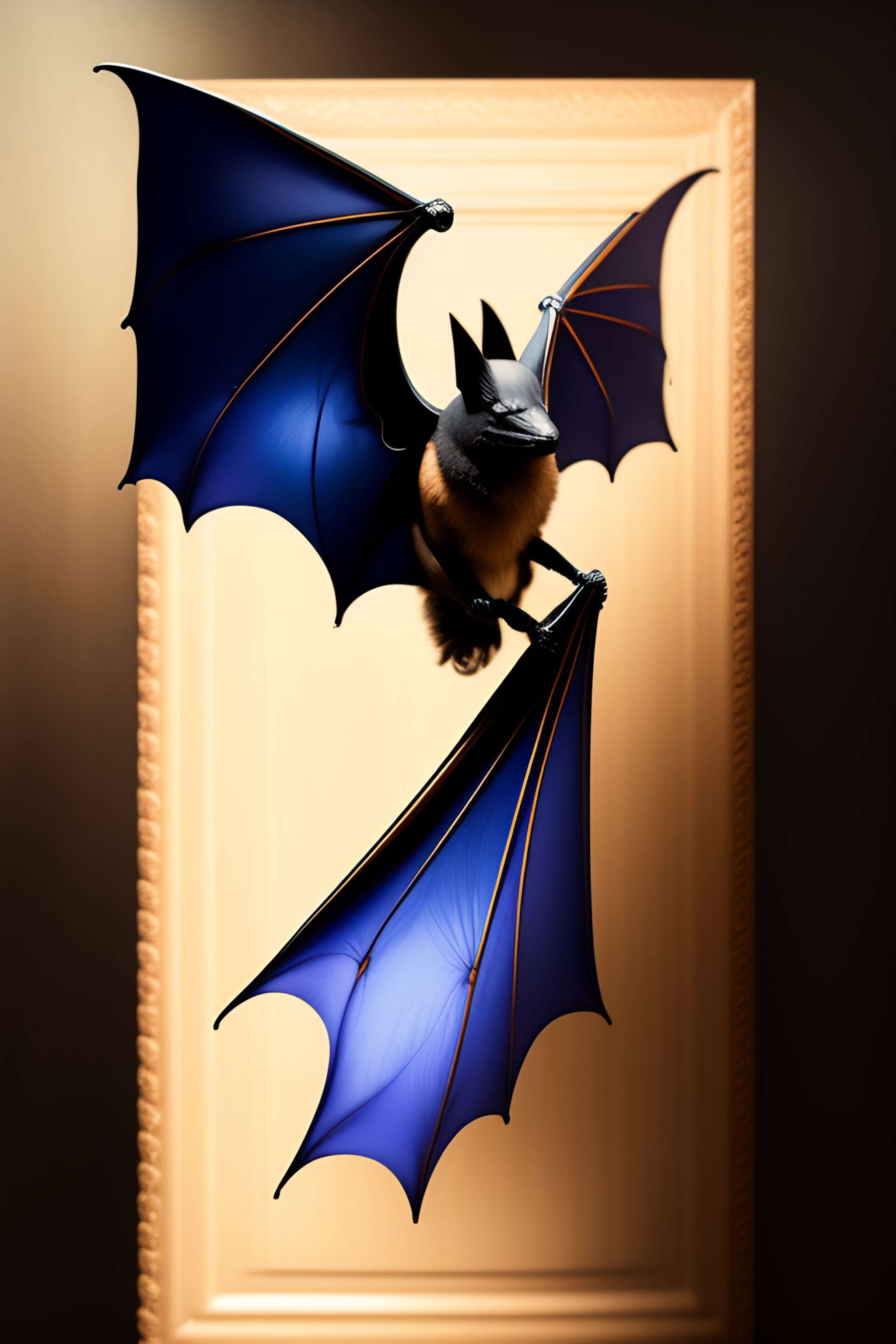 Lexica - A bat with outstretched wings holds the inscription weit in ...