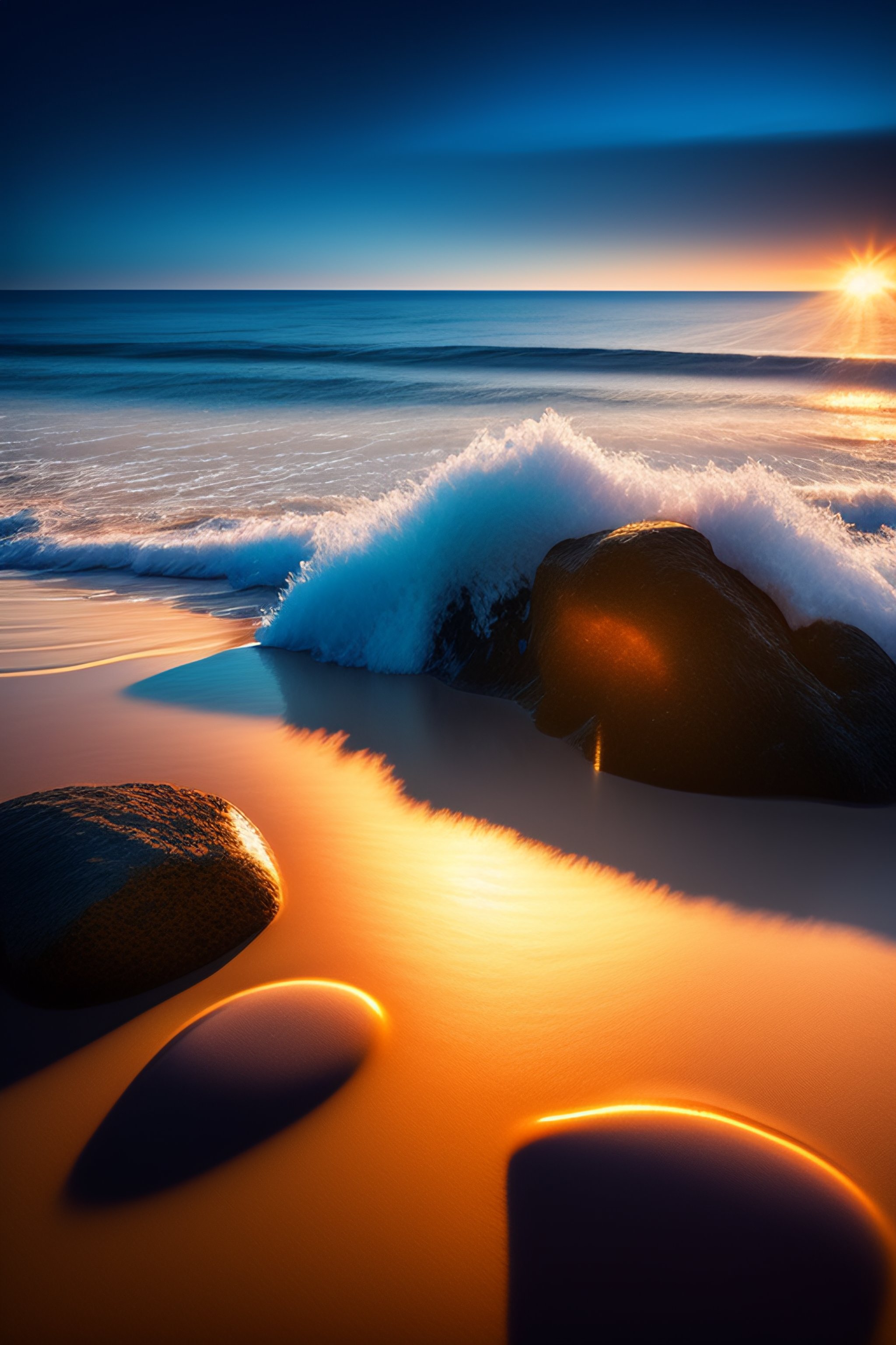 Lexica - On the coast under the setting sun, there are many many ...