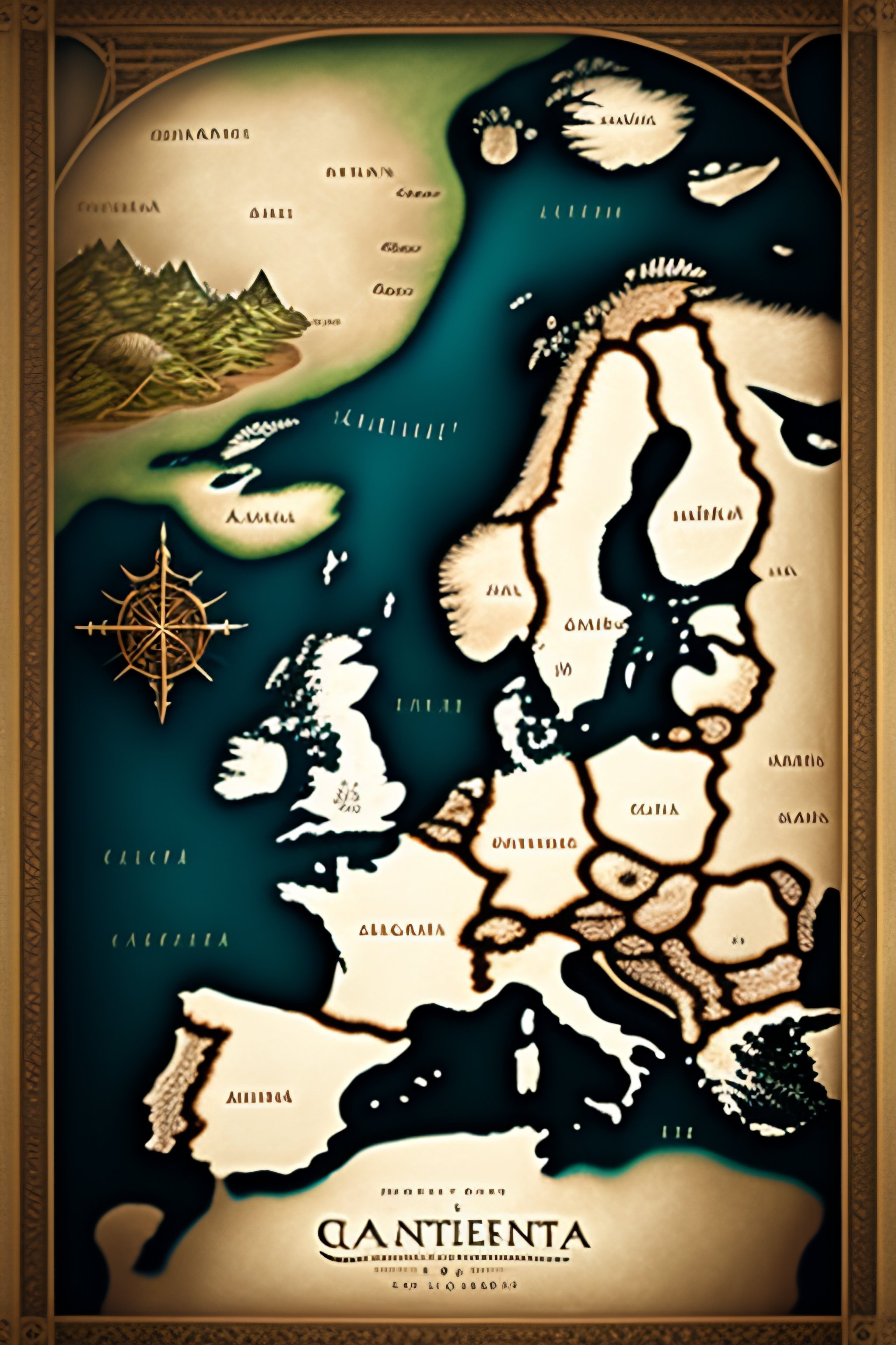 Lexica - Fantasy continent map in old medieval style