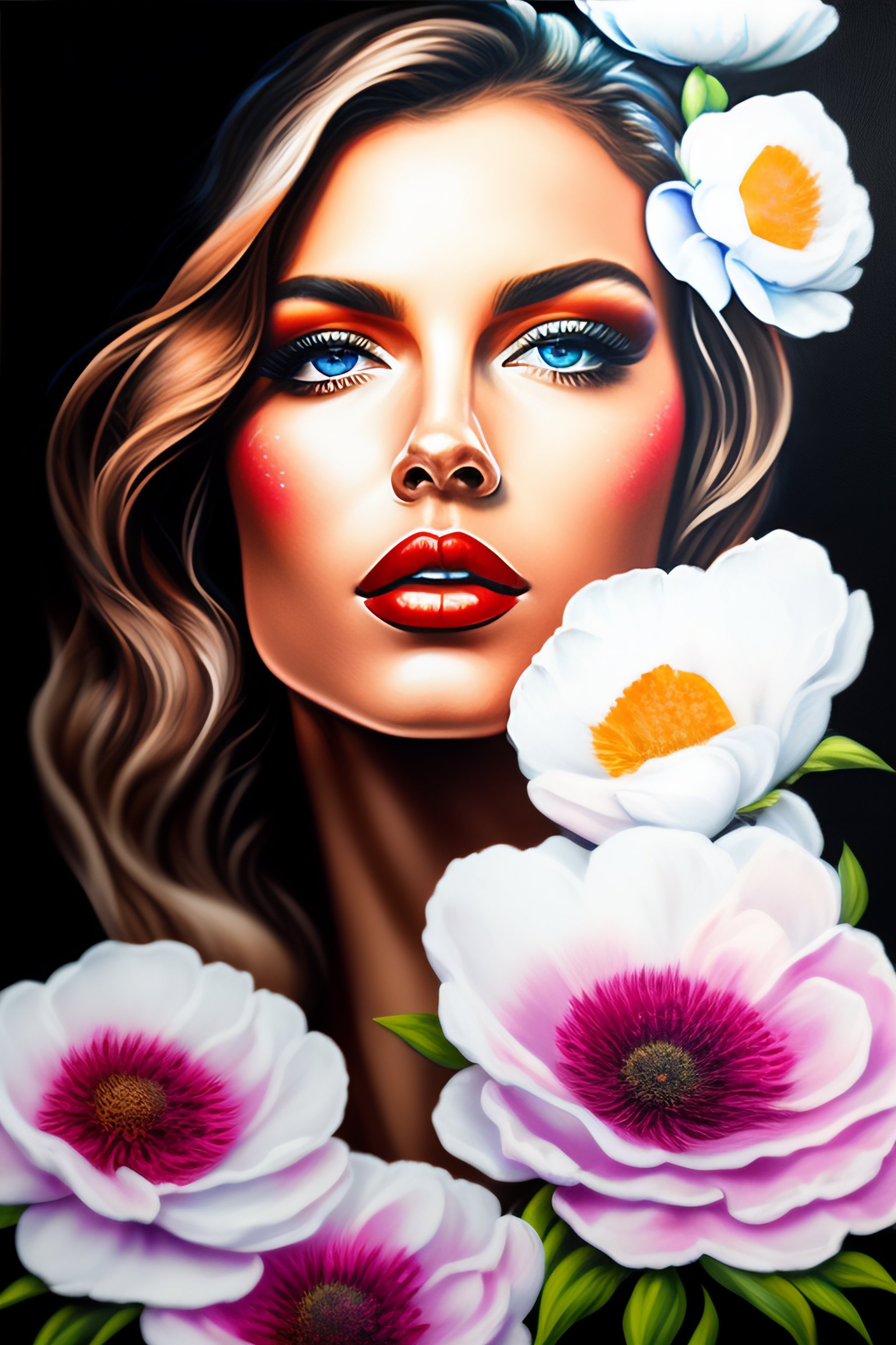 Lexica - Rough spray painted; beautiful white woman surrounded by ...